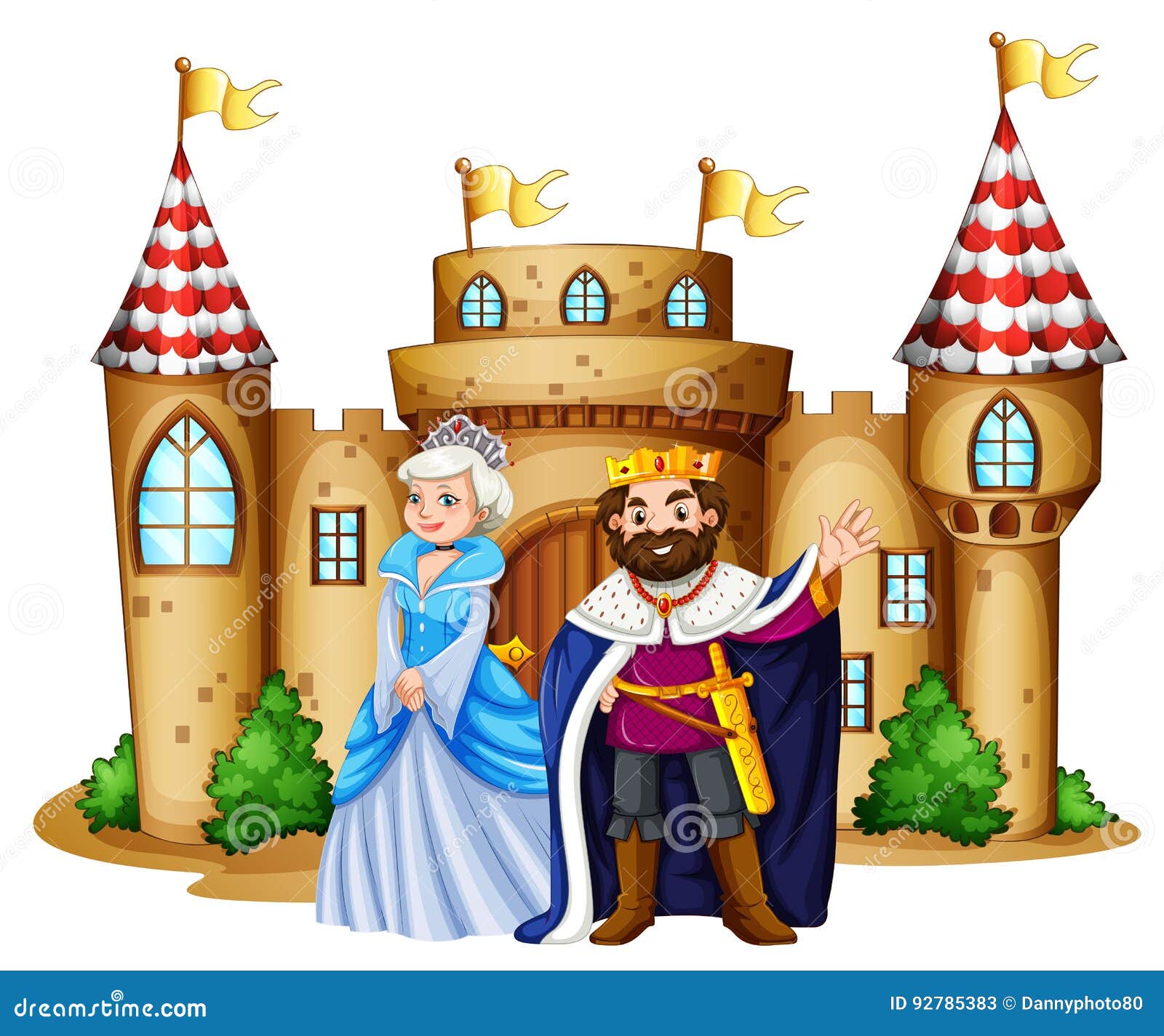 Koning En Koningin Bij Het Kasteel Vector Illustratie - Illustration of ...