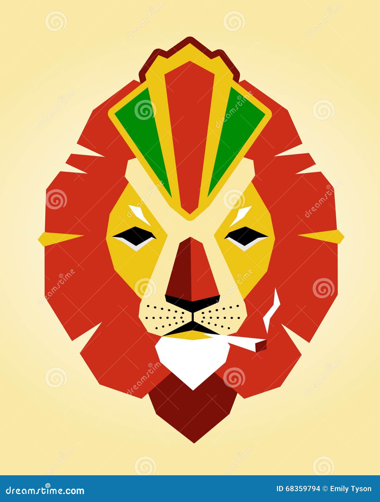 Koninklijke Rasta-Leeuw vector illustratie. Illustration of leeuw - 68359794