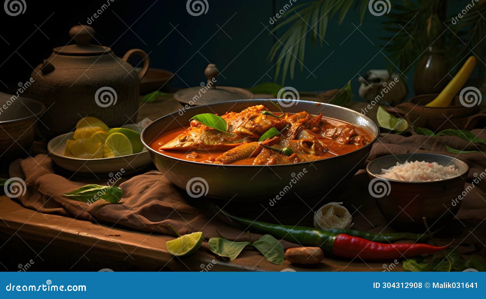 Konkani Fish Curry With Raw Mango, The Tangy And Spicy Curry Stock ...