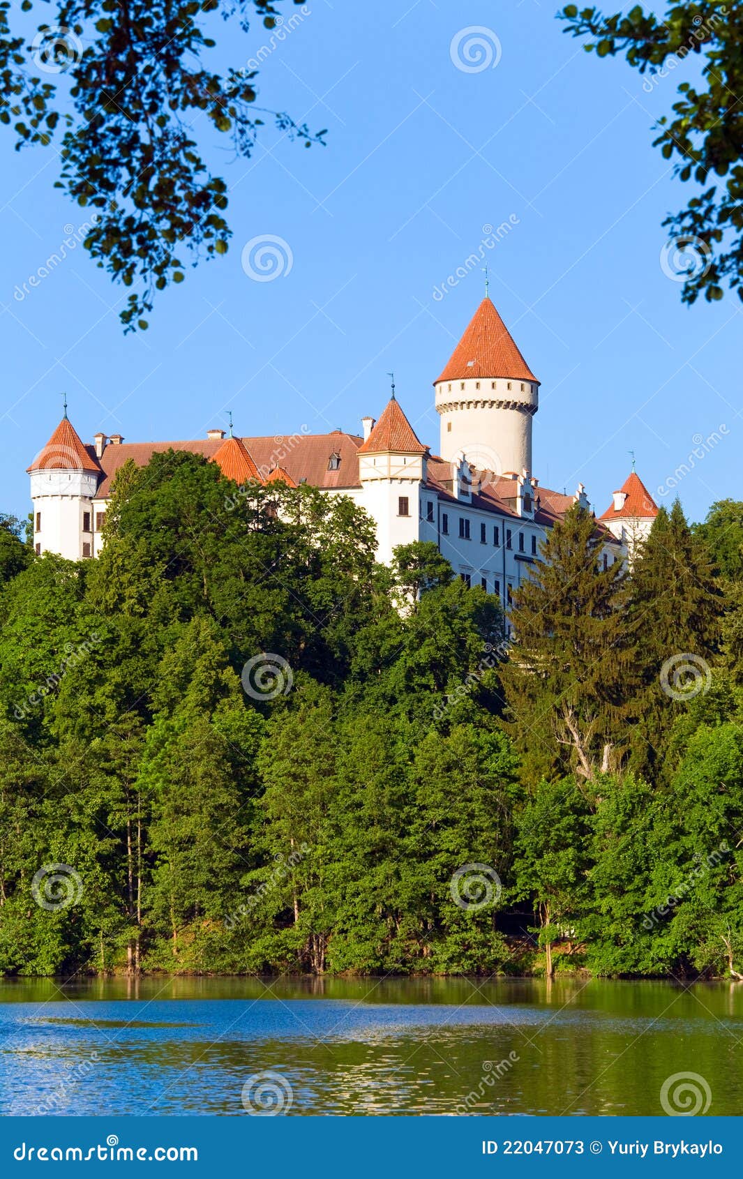 Konopiste Castle in Czech Republic and Pond Stock Image - Image of blue ...