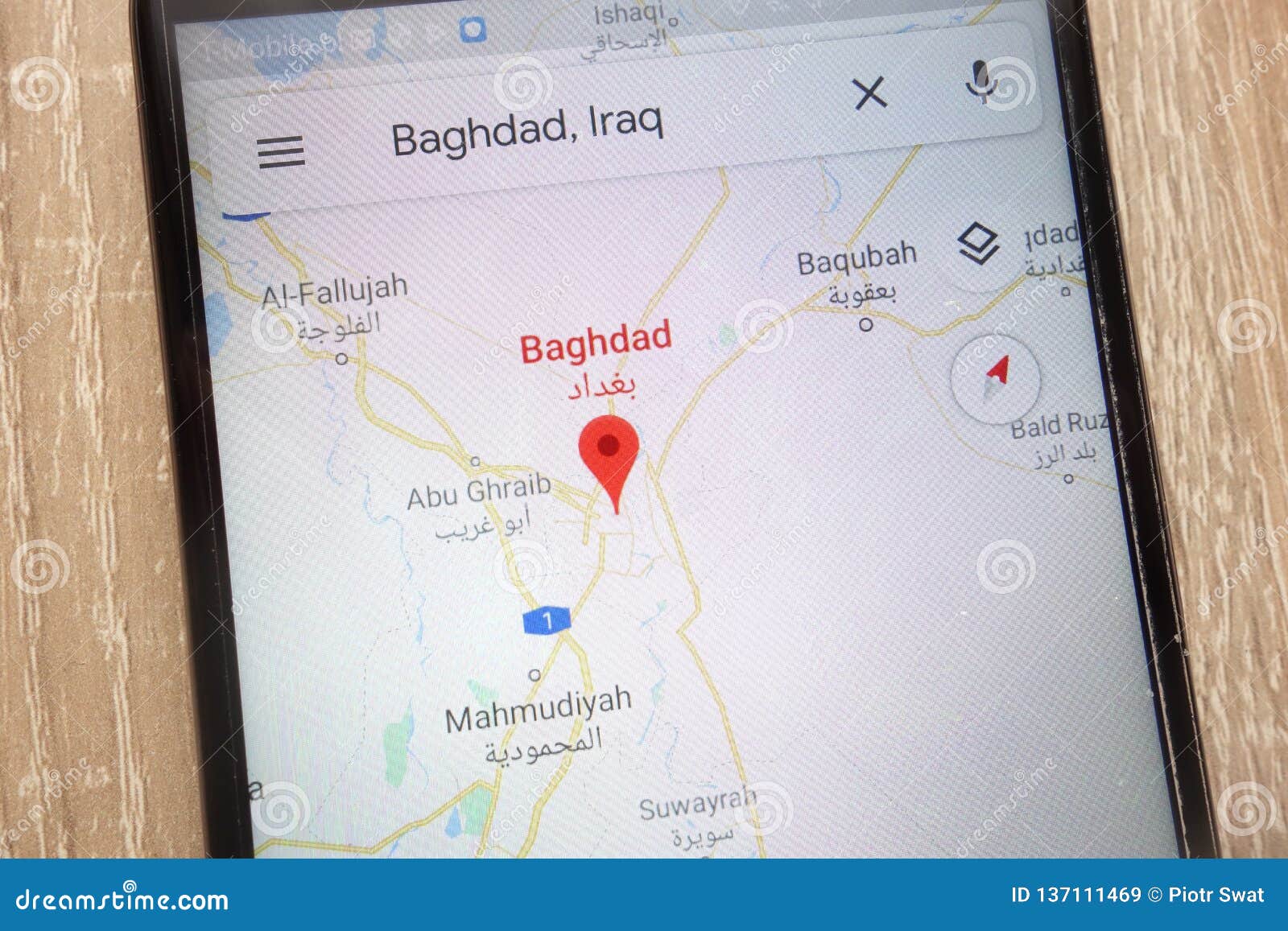 Baghdad Location on Google Maps Displayed on a Modern Smartphone ... Baghdad Location on Google Maps Displayed on a Modern Smartphone ...
