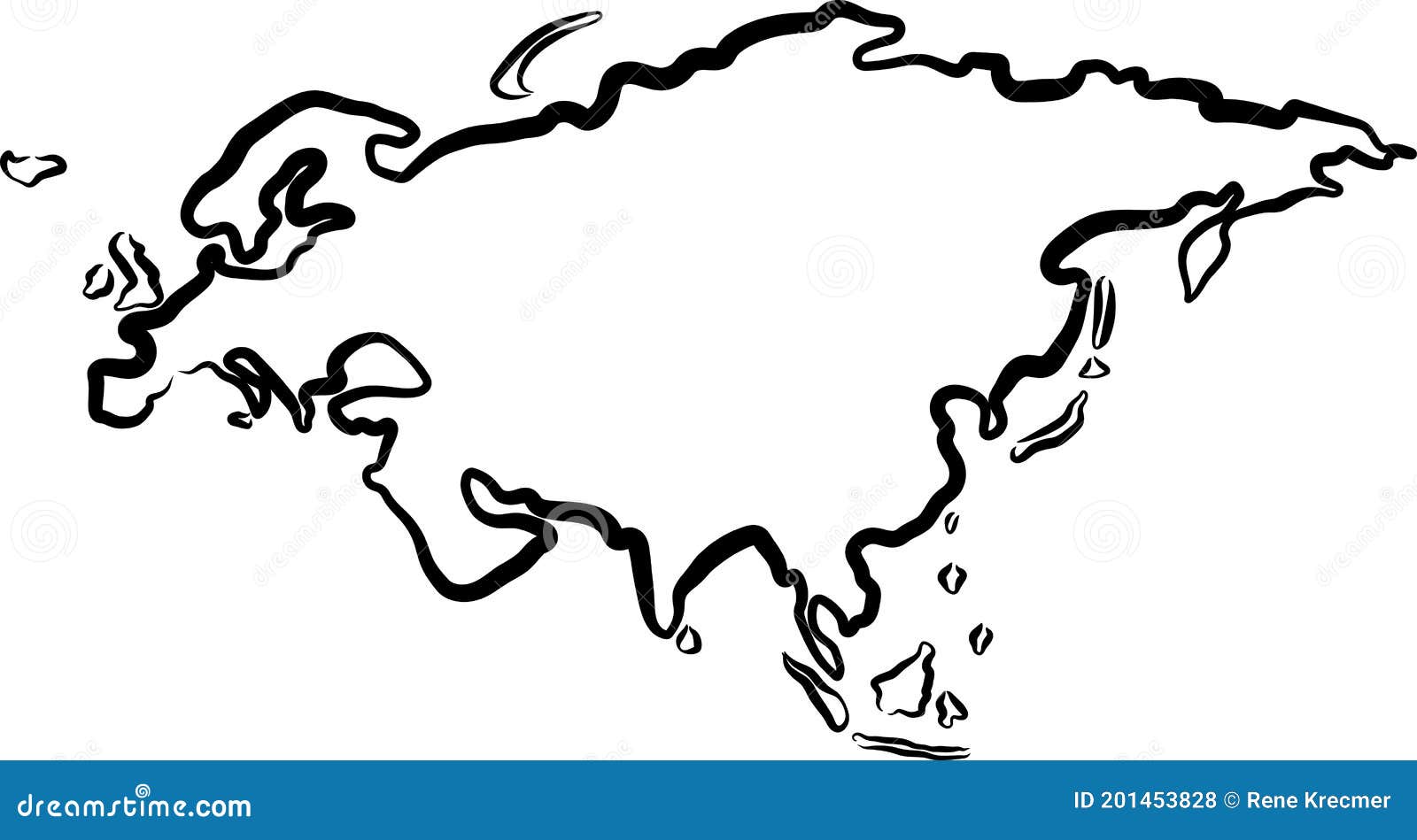 Simple Map Of Euroasia. Europa And Asia Map Outline. Rough Sketch Of ...