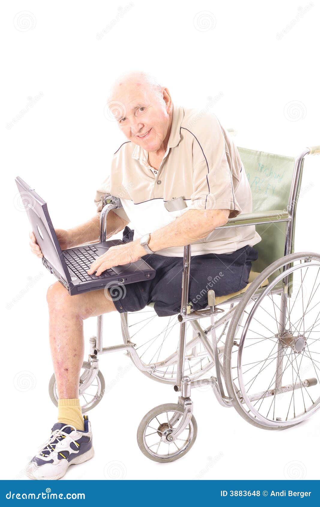 Kontrollera E-post Handikapp Den Lyckliga Mannen Arkivfoto - Bild av ...