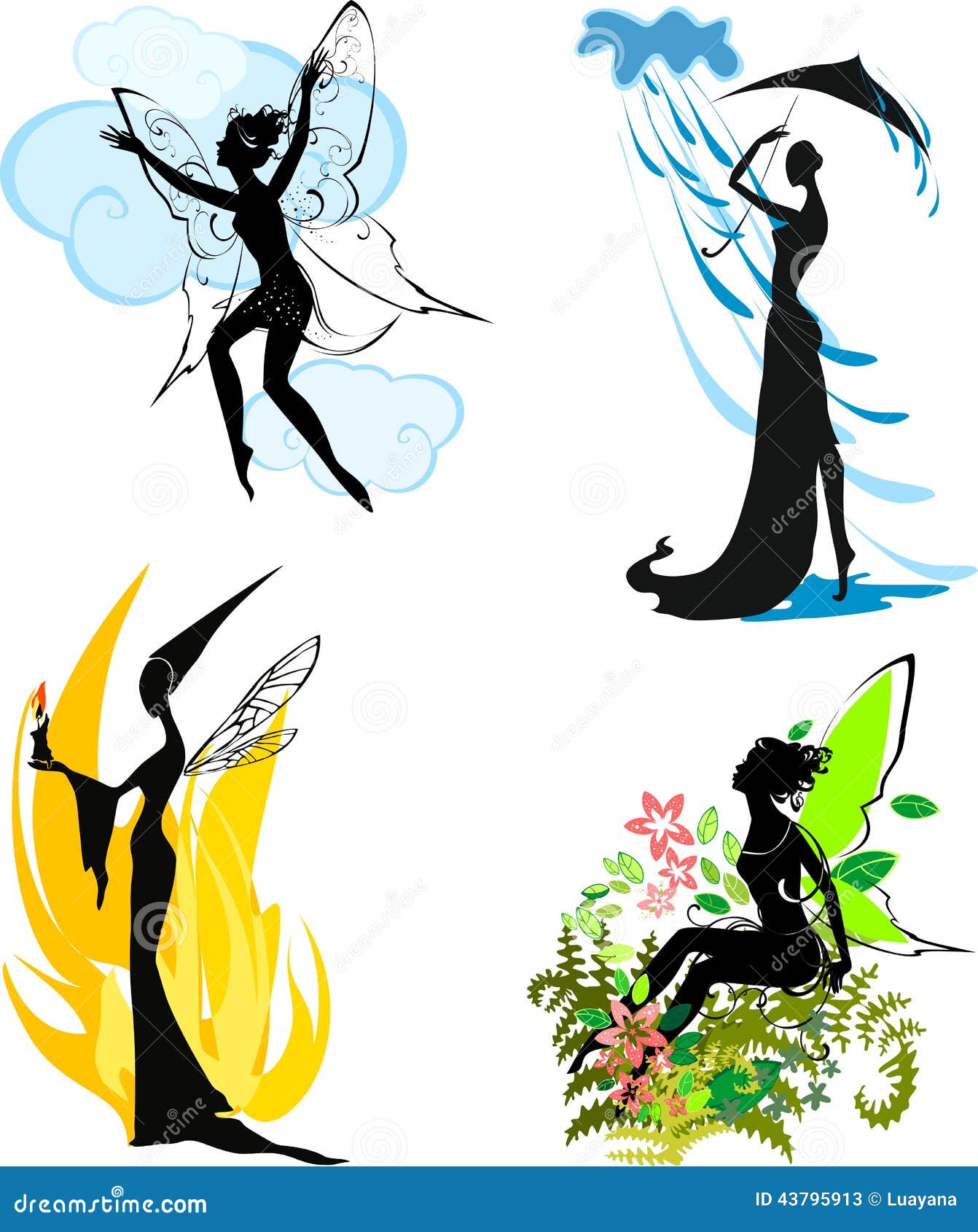 Konturer av feer vektor illustrationer. Illustration av element - 43795913