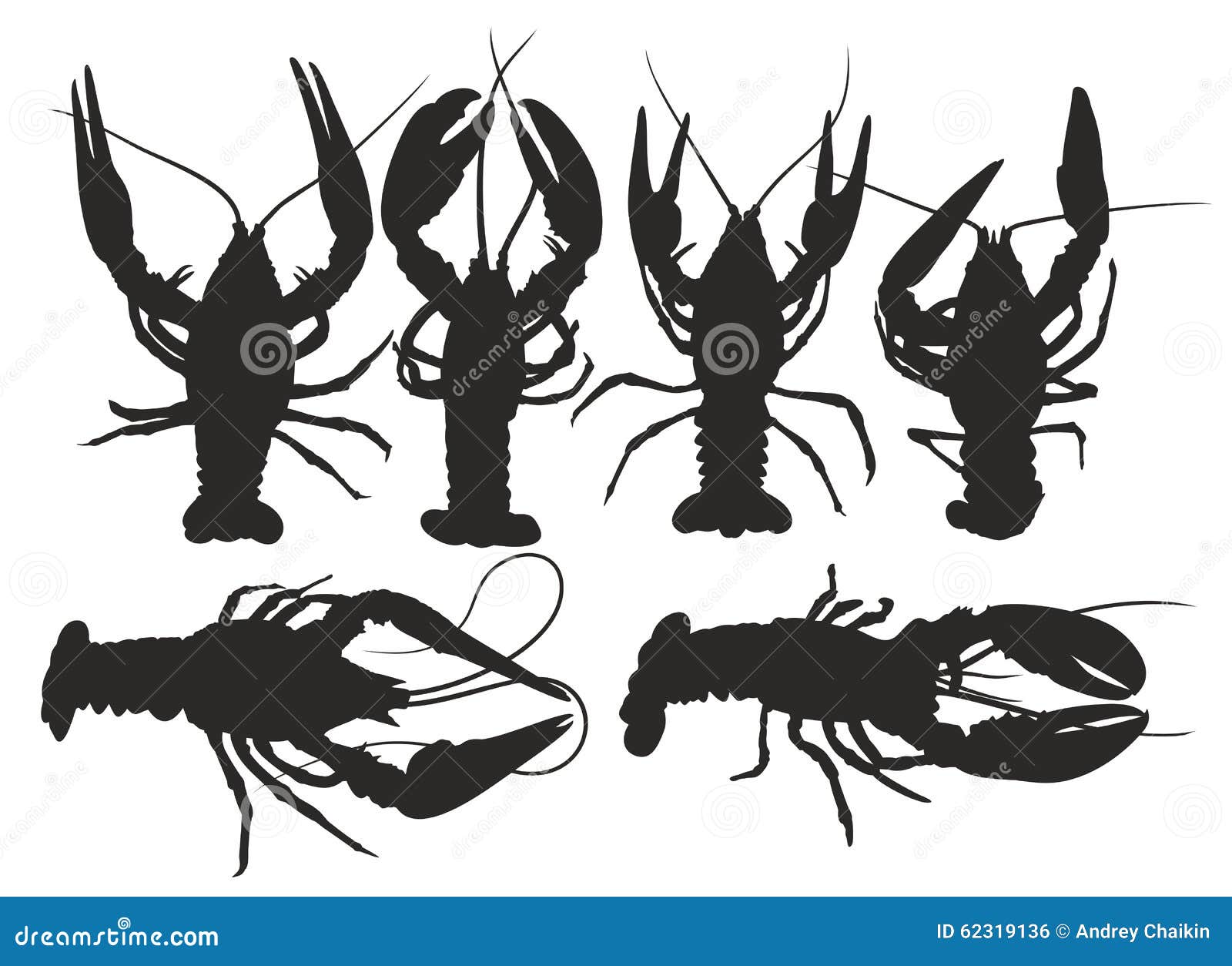 Konturer av hummer vektor illustrationer. Illustration av silhuetter ...