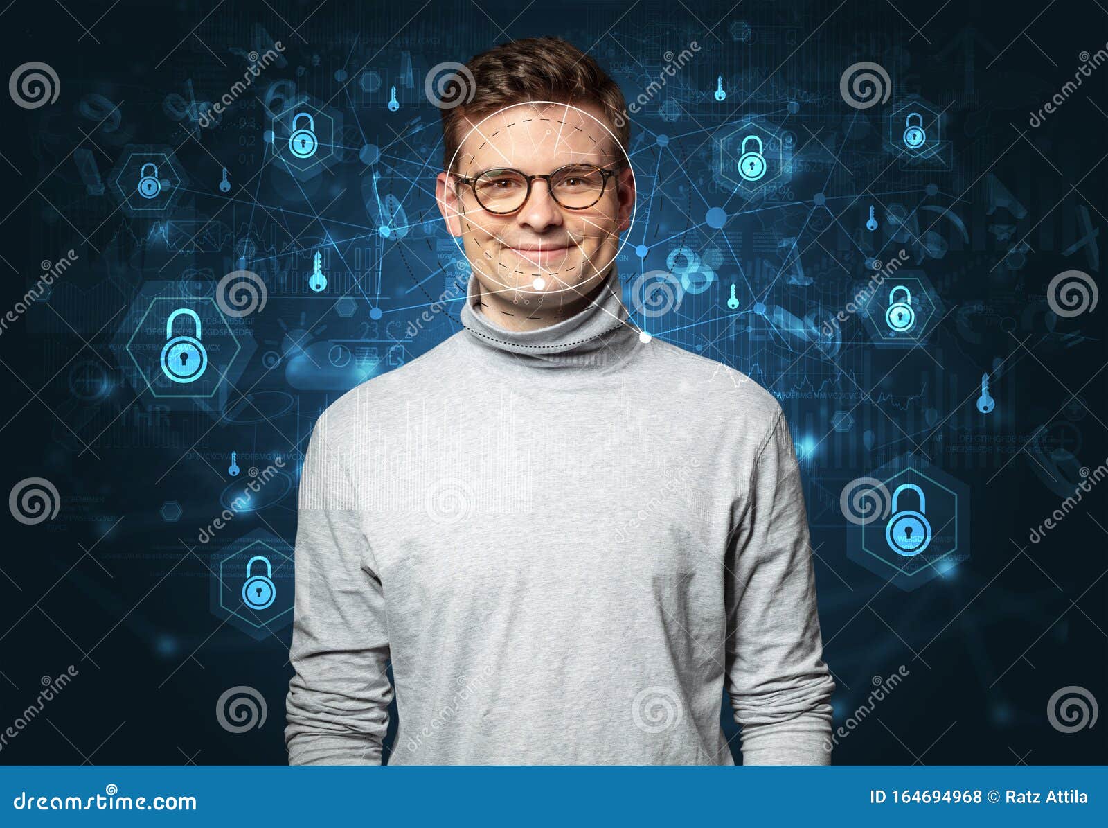 Konzept Der Gesichtserkennung Stockfoto Bild Von Mann Eindringling