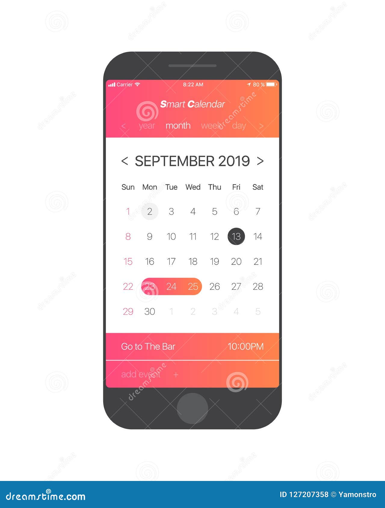 Konzept Vektor-Kalender-APP UI Vektor Abbildung - Illustration von ...