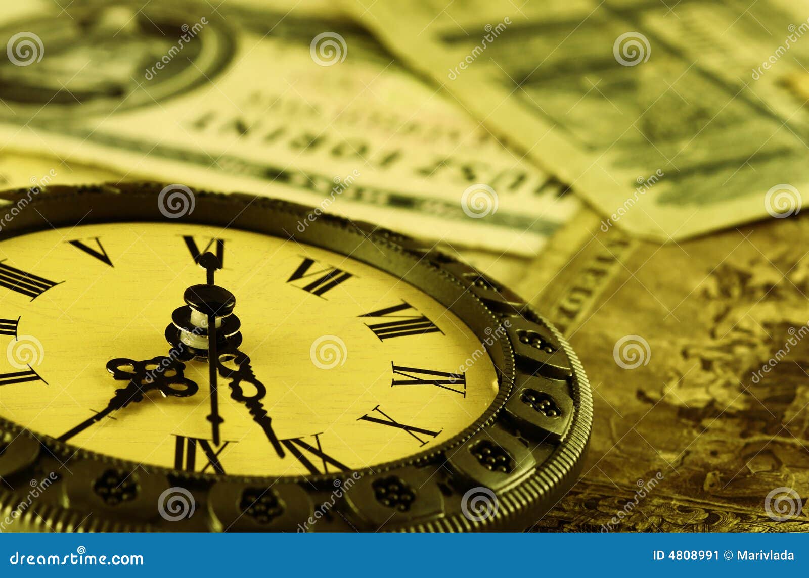 Konzept Zeit Ist Geld Stilisiert Als Antike Stockbild - Bild von ...