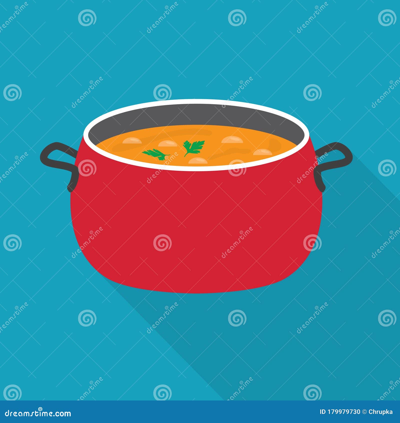 Kookpot met soep vector illustratie. Illustration of ingrediënt - 179979730