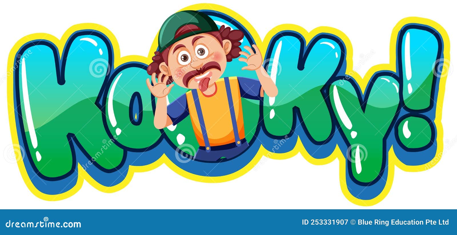 Kooky Text Word Banner Comic Style with Cartoon Character Expression ...