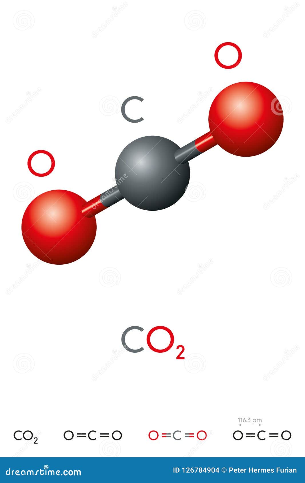 Kooldioxide, Co2, Molecule Model En Chemische Formule Vector ...