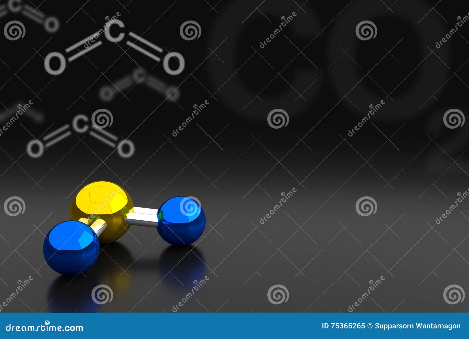 Kooldioxide of Co2-Moleculeachtergrond, Het 3D Teruggeven Stock ...