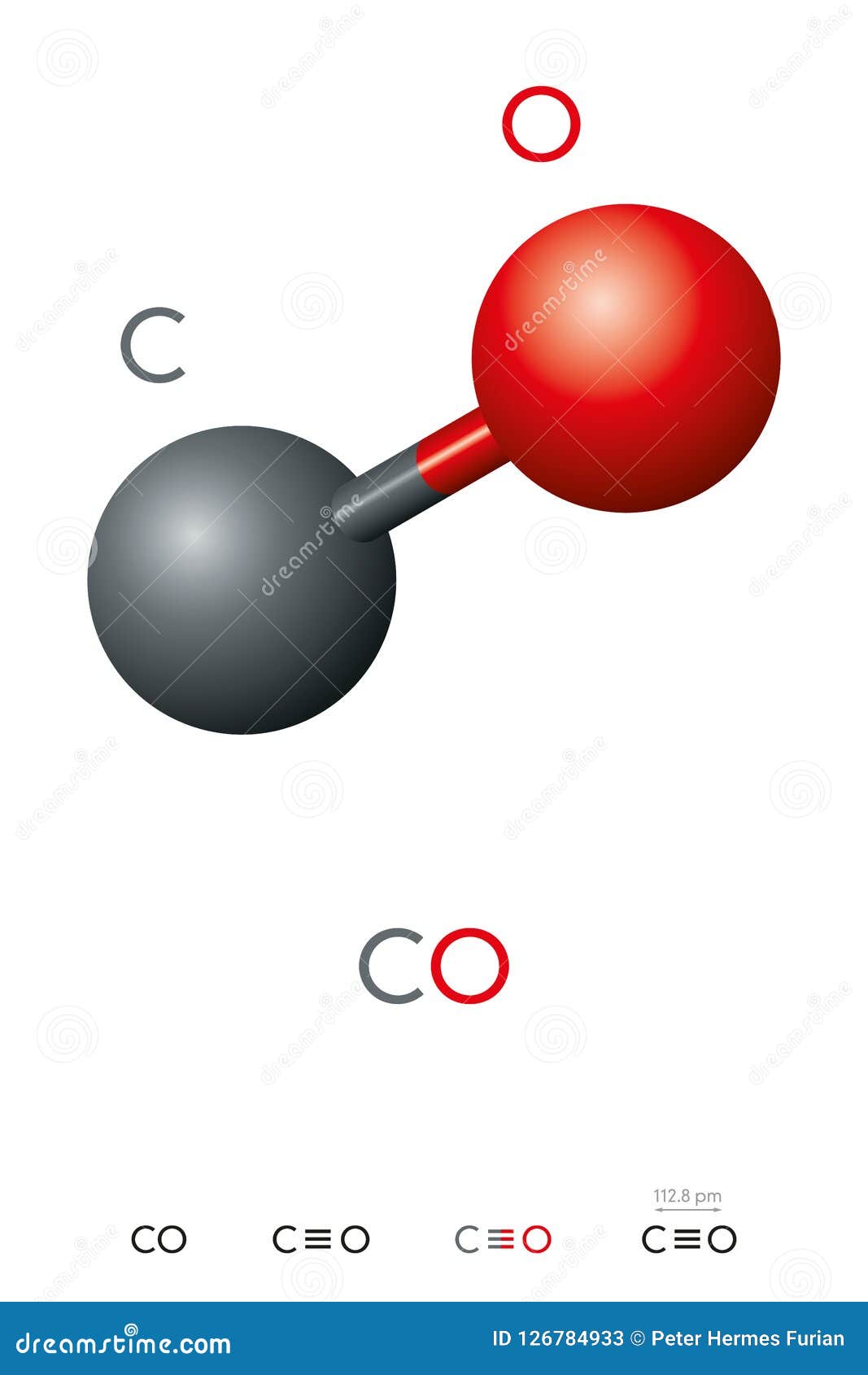 Koolmonoxide, Co, Molecule Model En Chemische Formule Vector ...