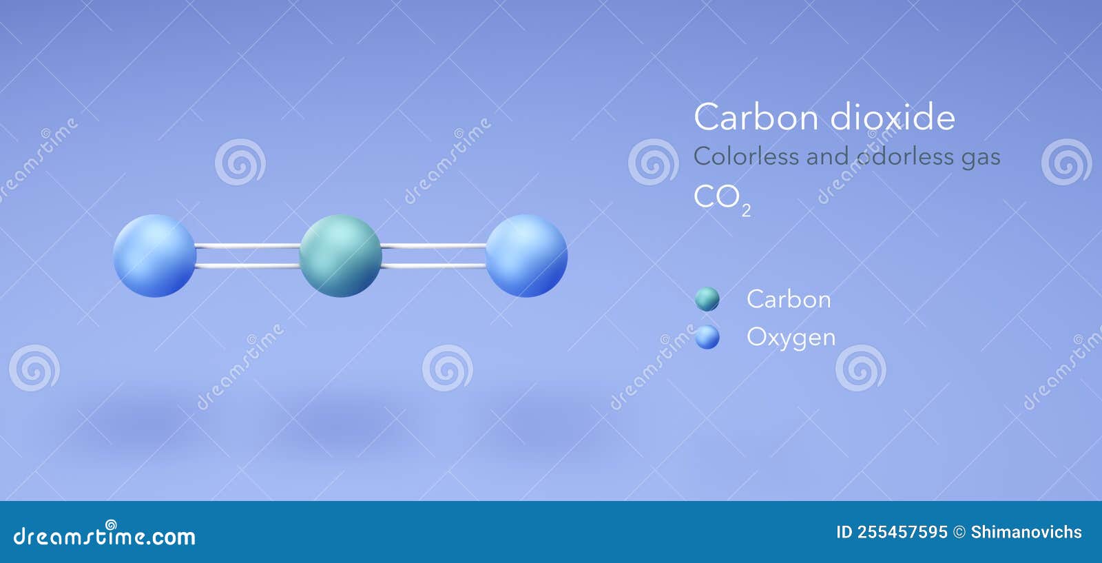 Koolstofdioxide Kleurloze Gasmoleculaire Structuren 3d Model ...