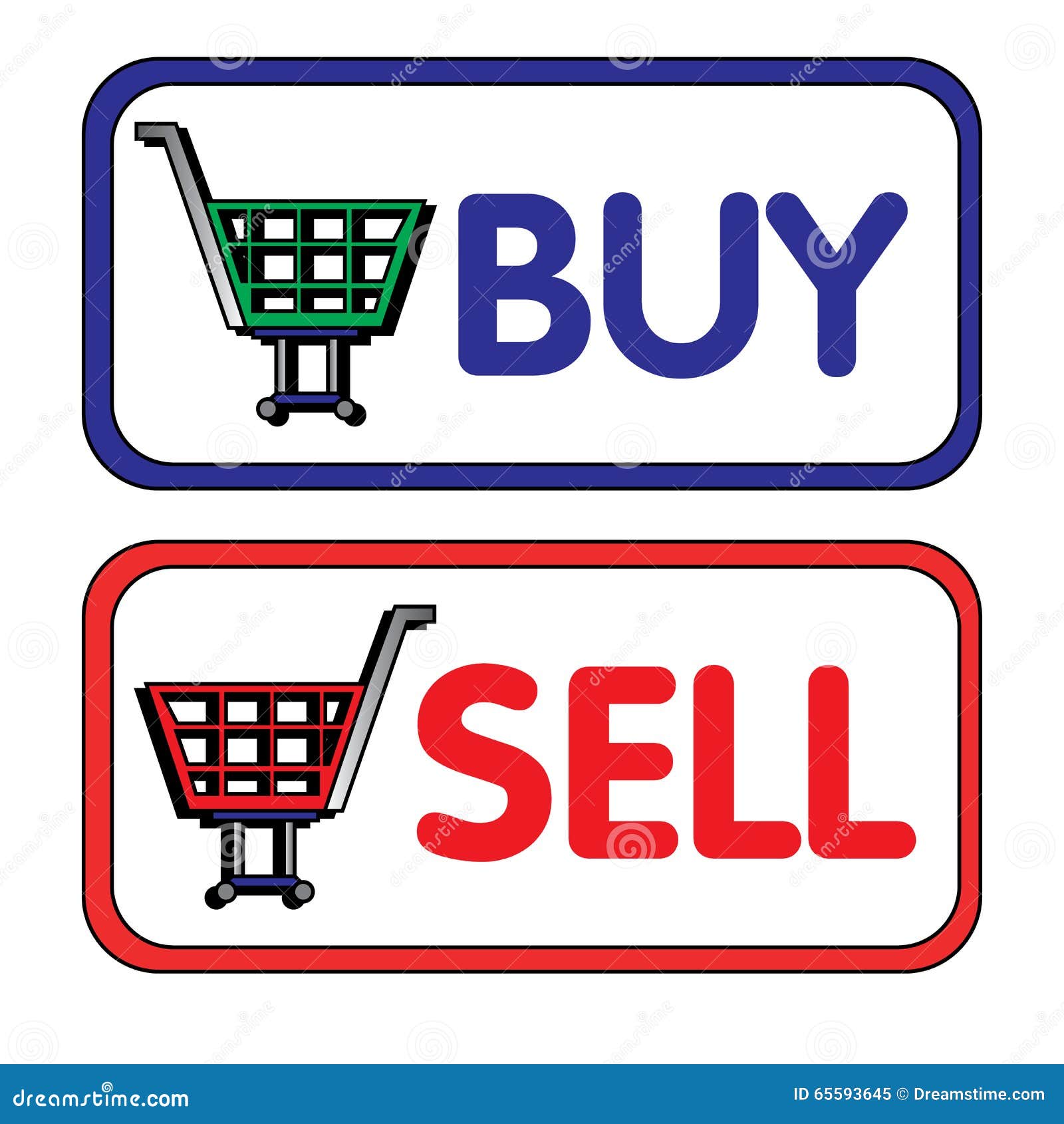 Koop en verkoop stock illustratie. Illustration of markt - 65593645