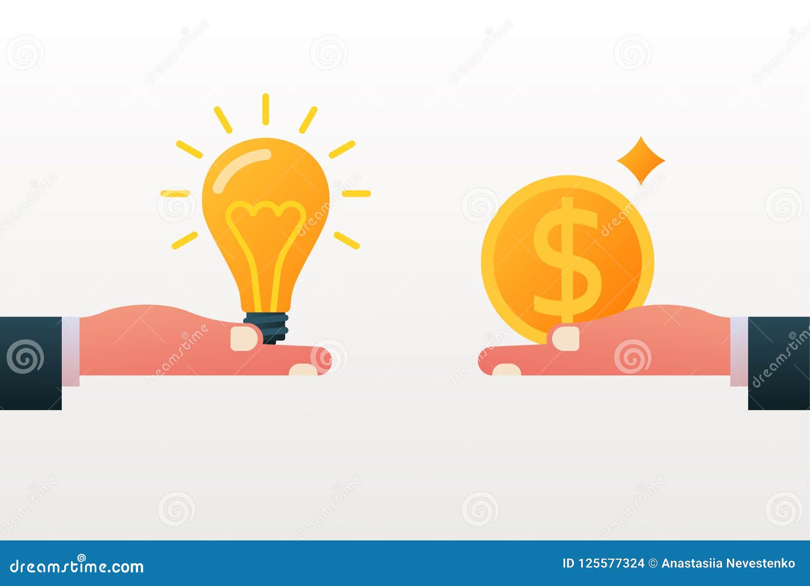 Koop en verkoop idee vector illustratie. Illustration of bedrijf ...