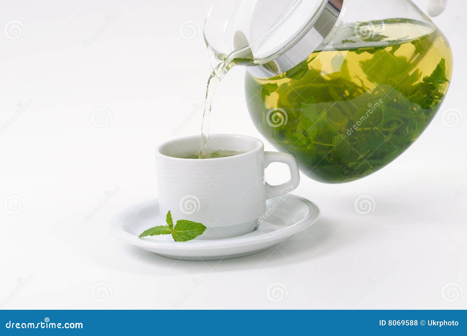 Kop Met Muntthee En Theepot Stock Foto - Image of blad, levensstijl ...