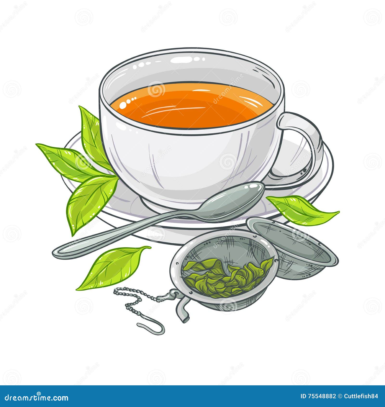 Kop thee vector illustratie. Illustration of kleurrijk - 75548882