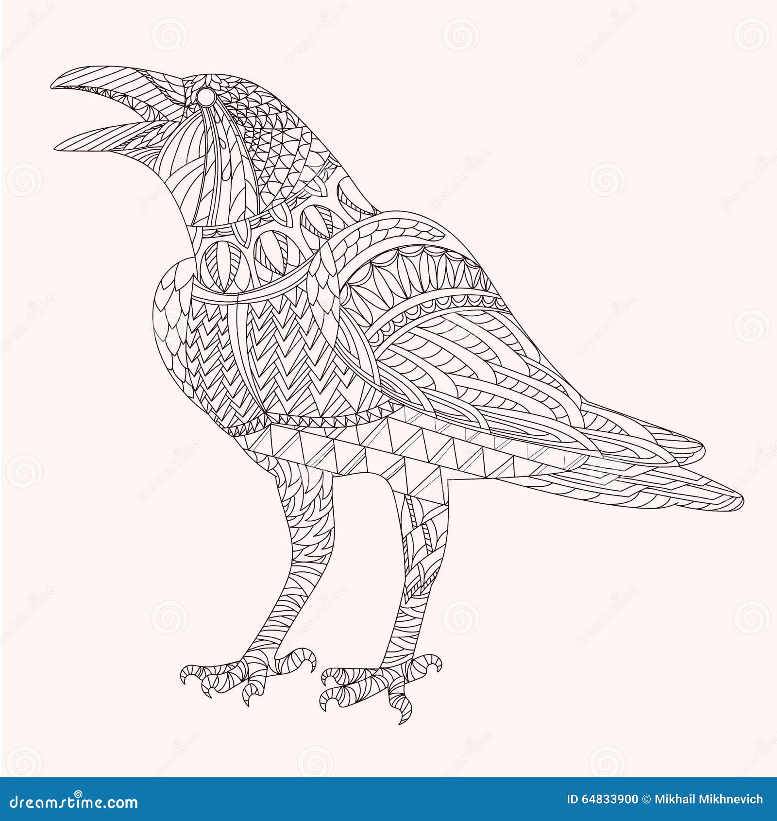 Kopierte Rabe Zentangle Art Vektor Abbildung - Illustration von skizze ...