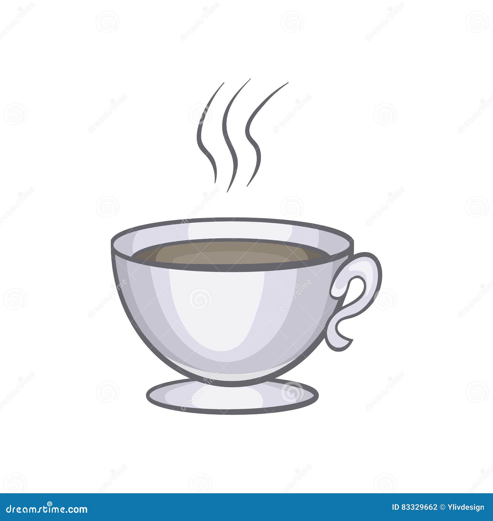 Kopp Kaffesymbol, Tecknad Filmstil Vektor Illustrationer - Illustration ...