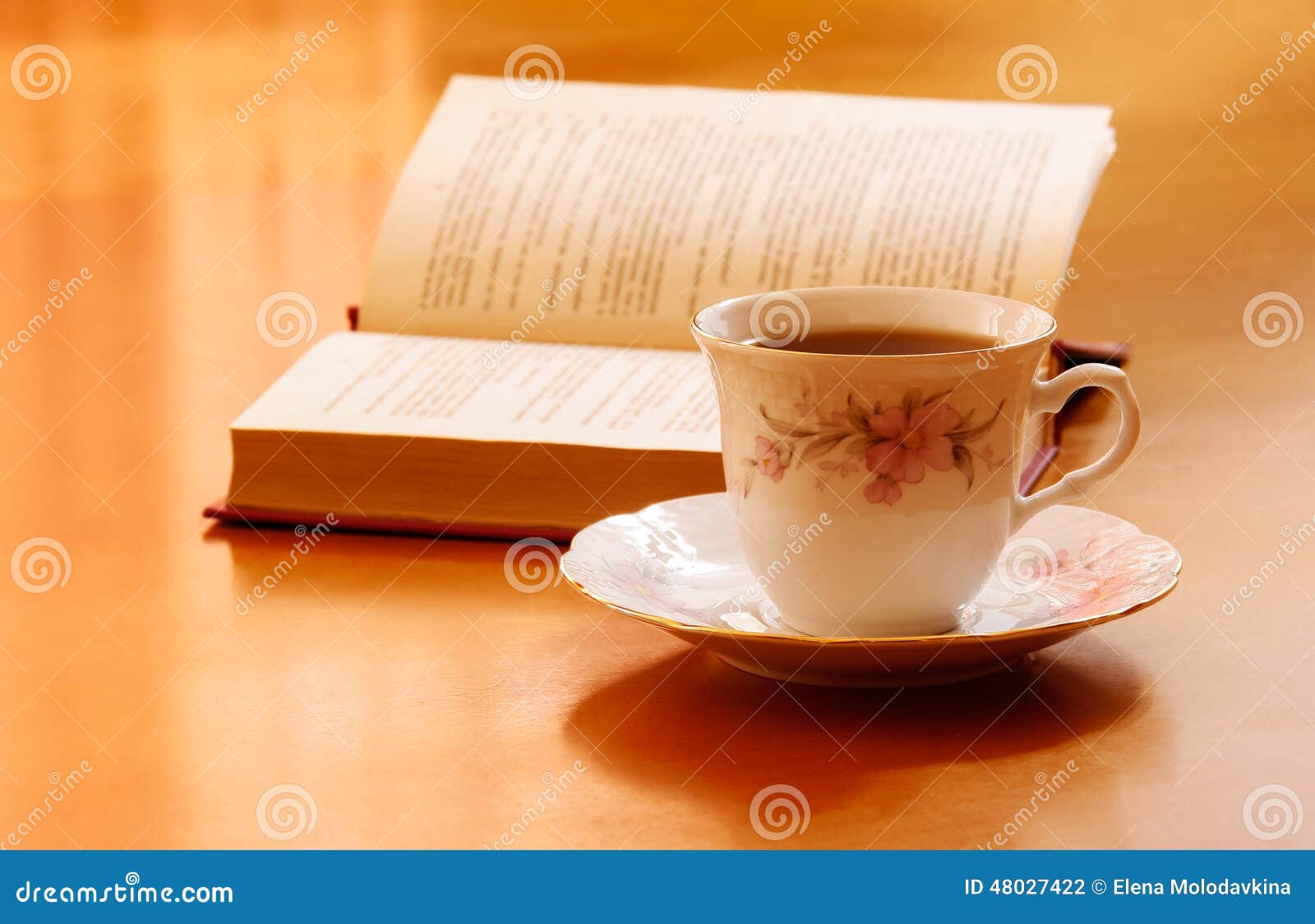 Kopp te och bok arkivfoto. Bild av horisontal, rött, bakgrund - 48027422