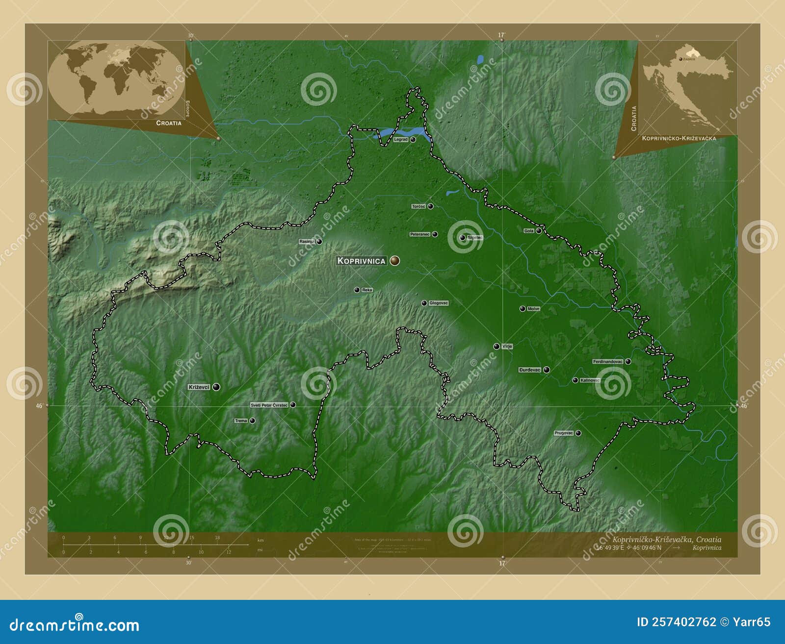 Koprivnicko-Krizevacka, Croatia. Physical. Labelled Points of Cities ... Koprivnicko-Krizevacka, Croatia. Physical. Labelled Points of Cities ...