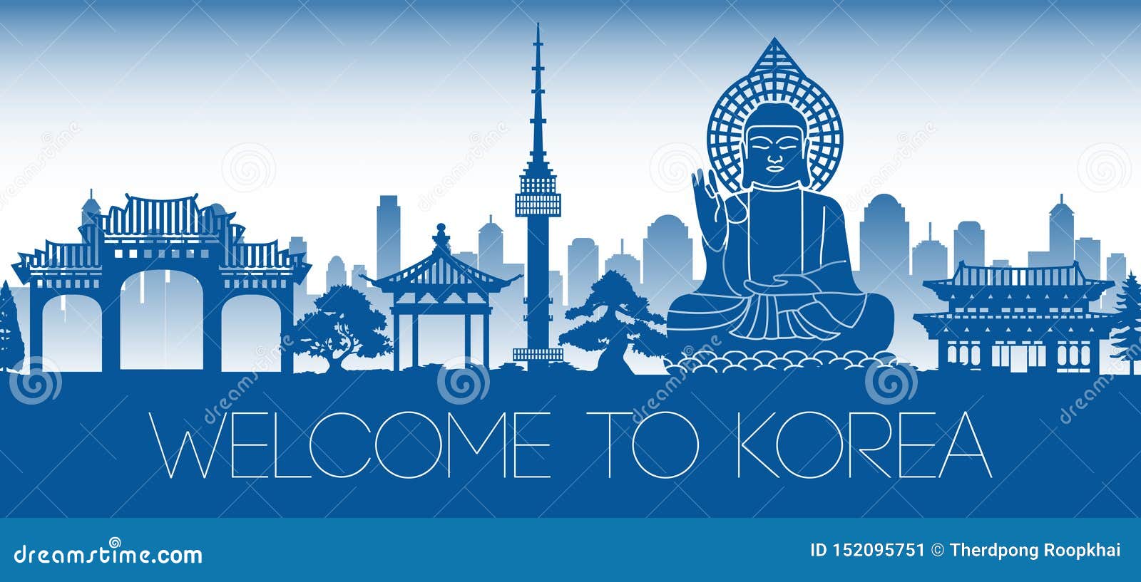 Korea Famous Landmark Silhouette Style On Float Island Famous Landmark ...