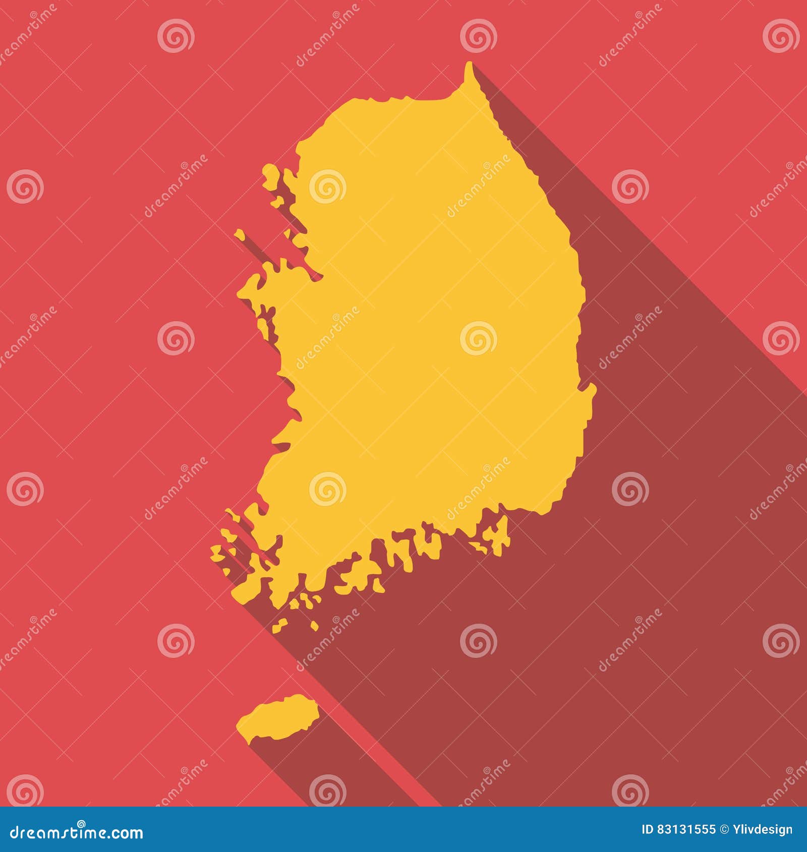 Korea map icon, flat style stock vector. Illustration of republic ...