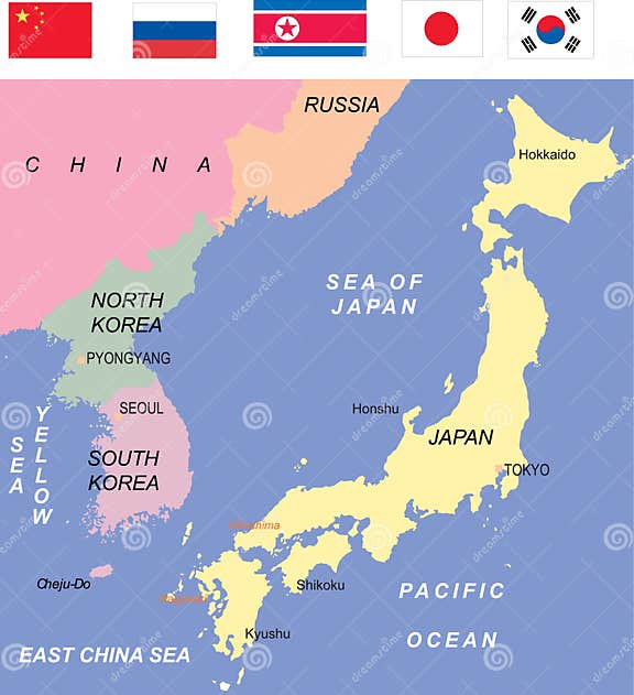 Korea Map Illustration stock vector. Illustration of japanese - 2255994
