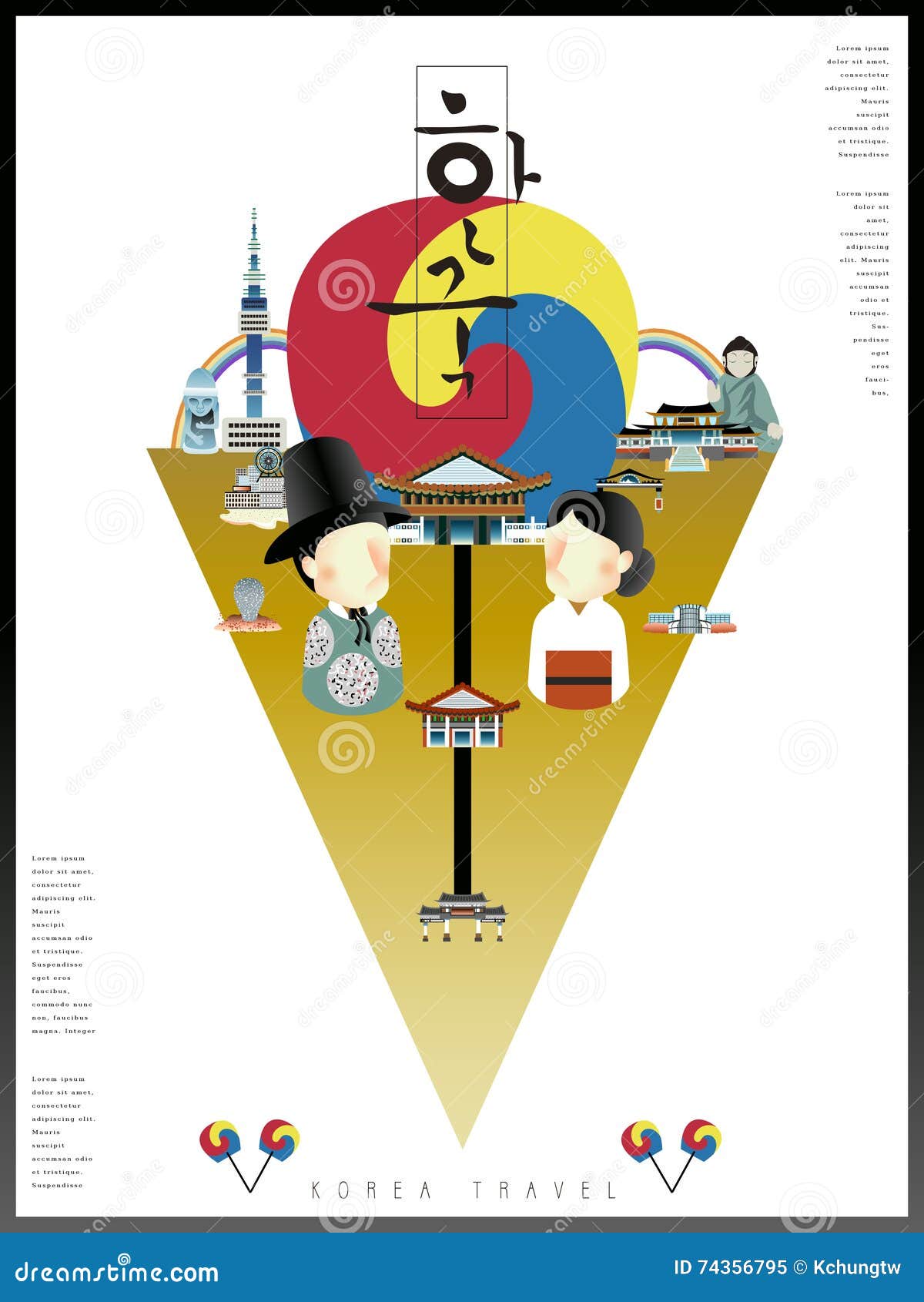 Korea poster design stock illustration. Illustration of vacation - 74356795
