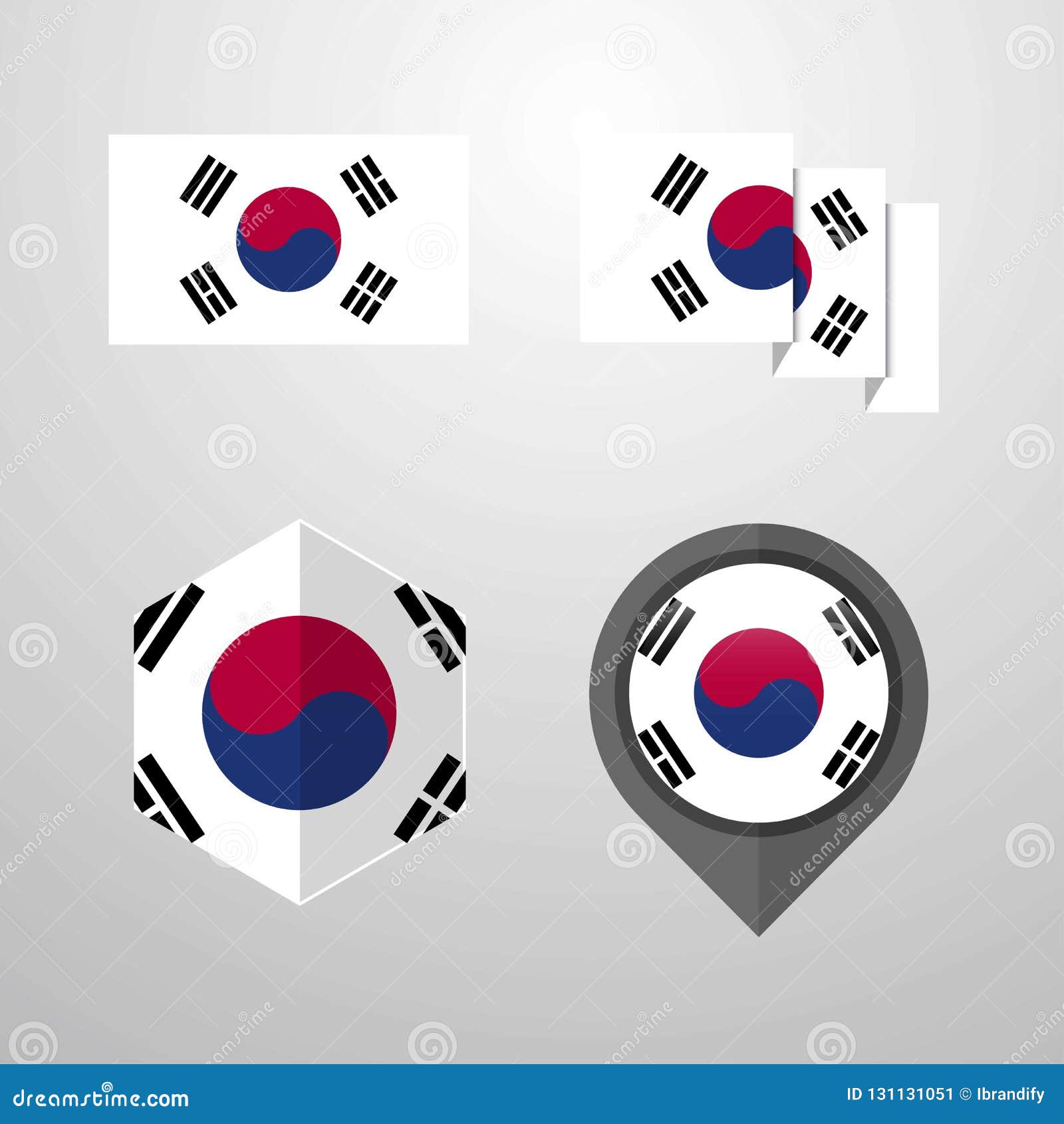 Korea South Flag Design Set Vector Stock Vector - Illustration of ...