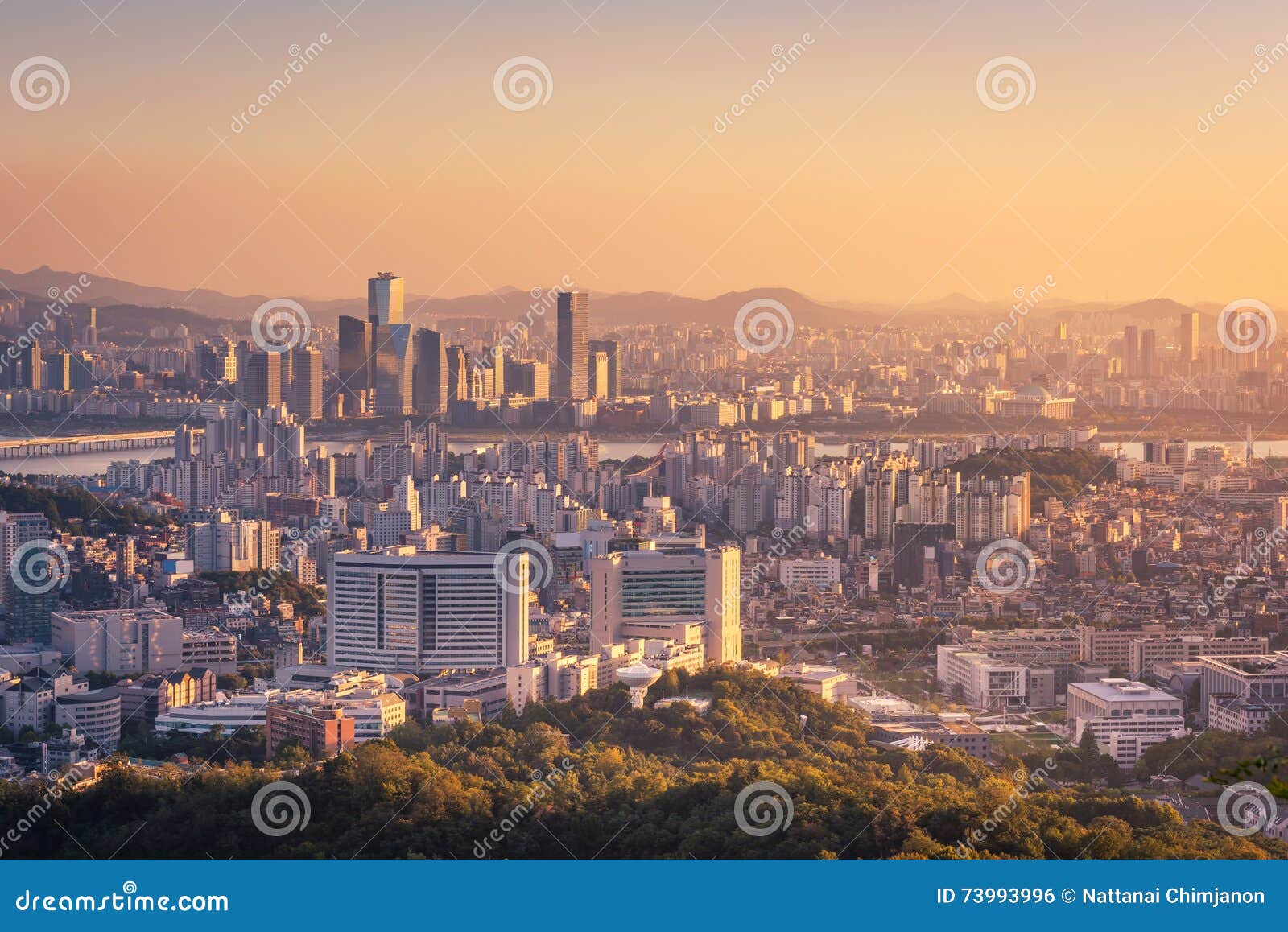 Korea,Sunset of Seoul City Skyline Stock Photo - Image of city, tower ...