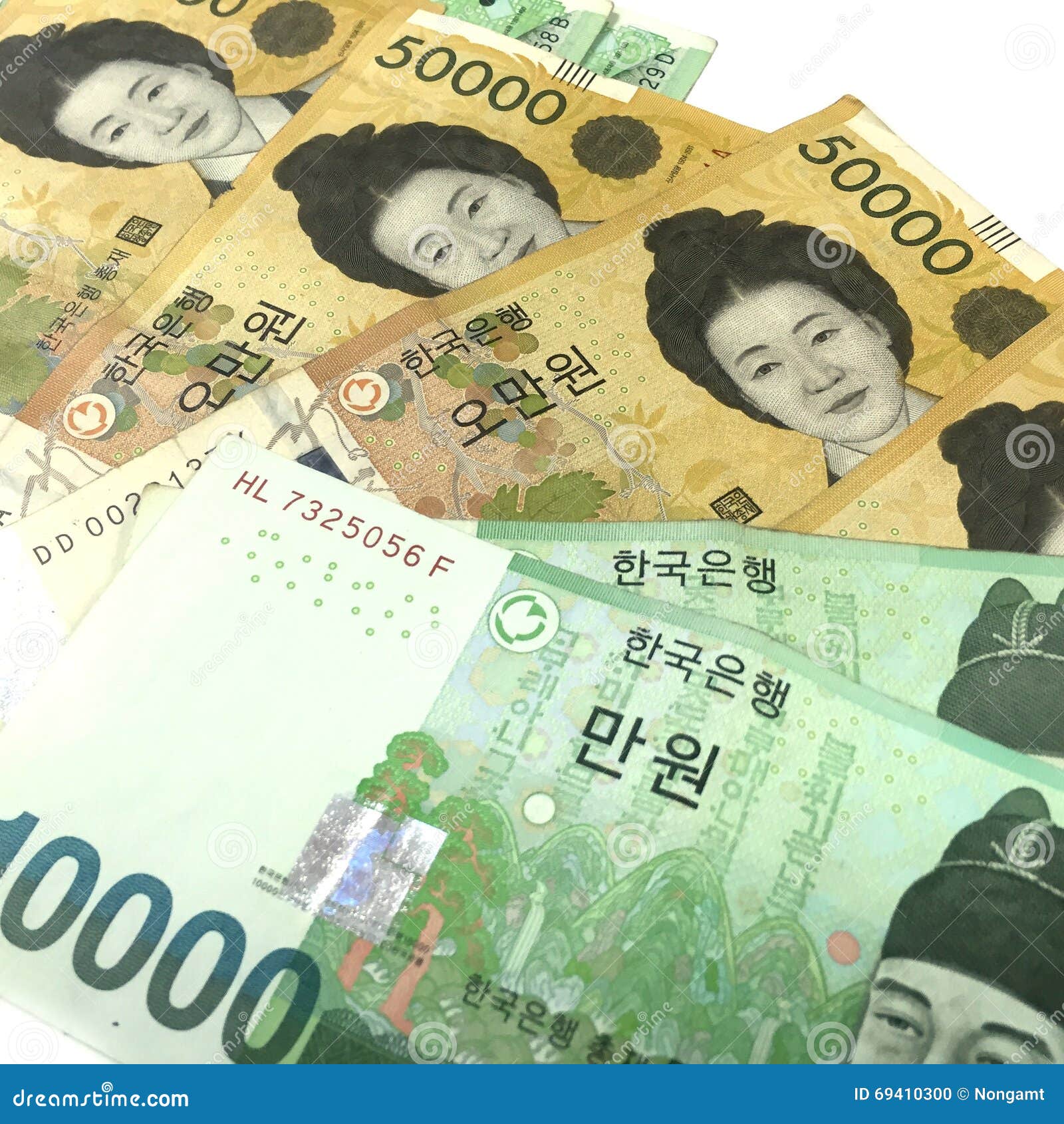 Korea Won Banknotes stock photo. Image of stationery - 69410300
