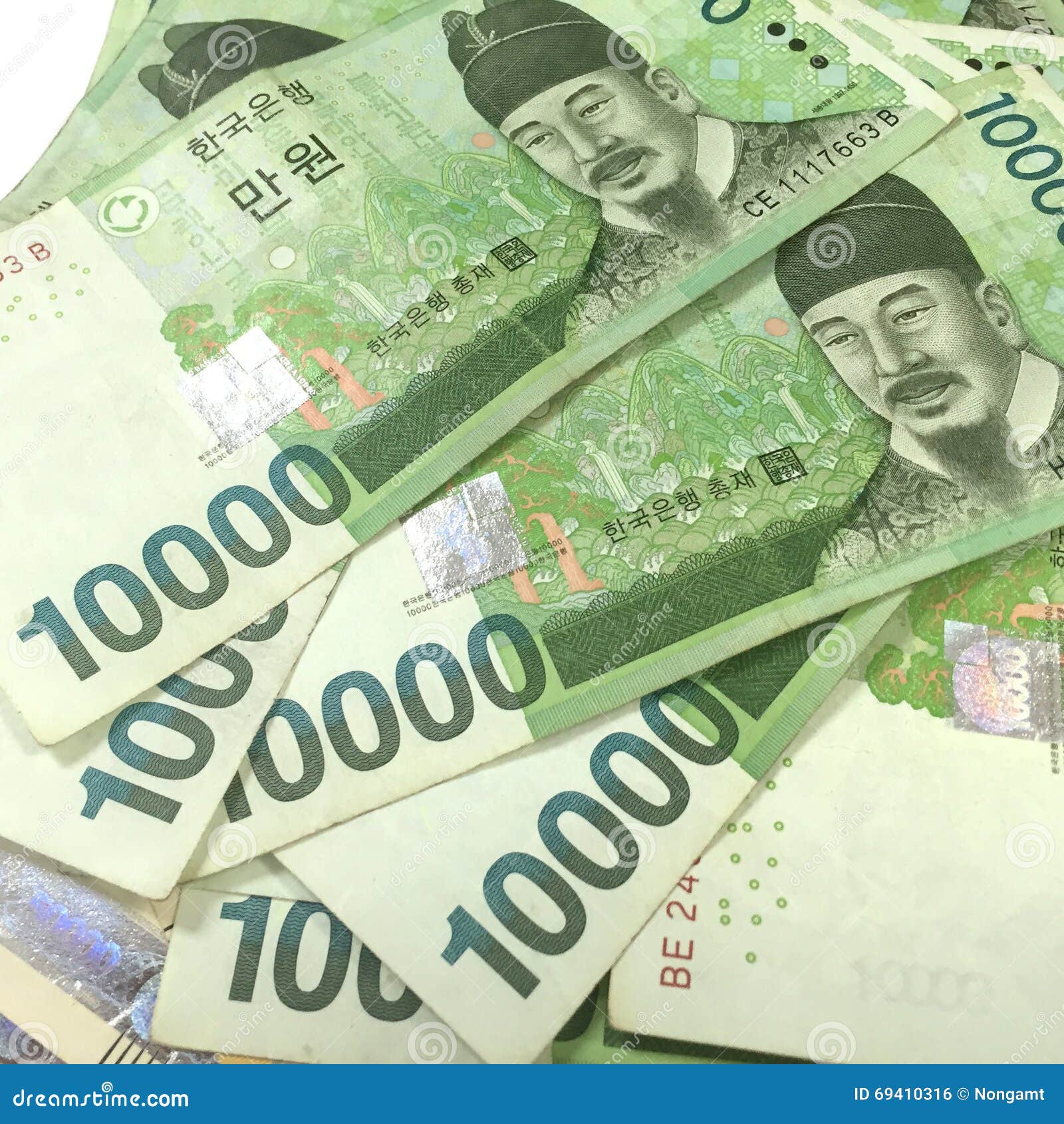 Korea Won Banknotes stock photo. Image of cash, banknotes - 69410316