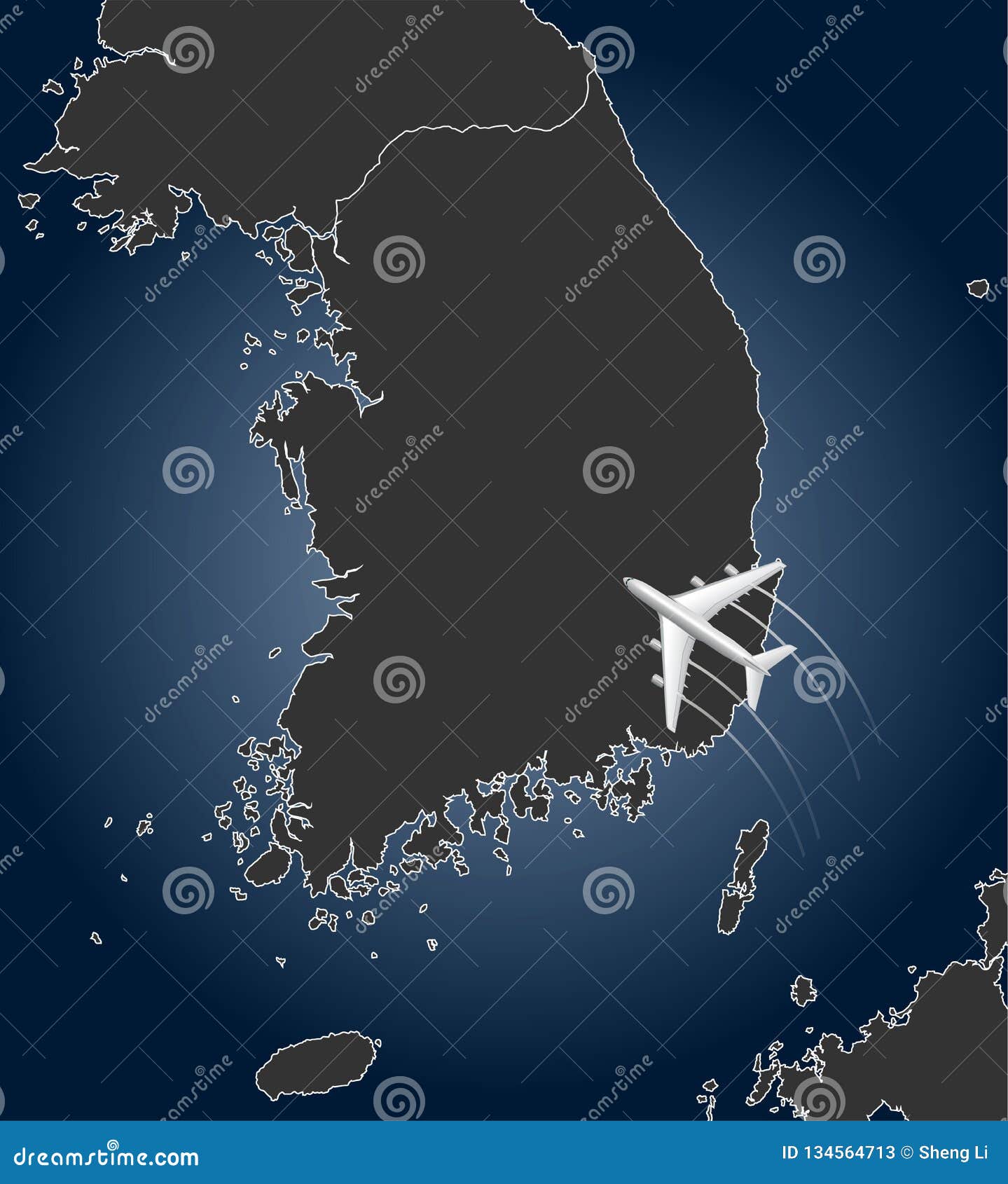 The Korean Airline, the Korean Map, Flight Stock Vector - Illustration ...