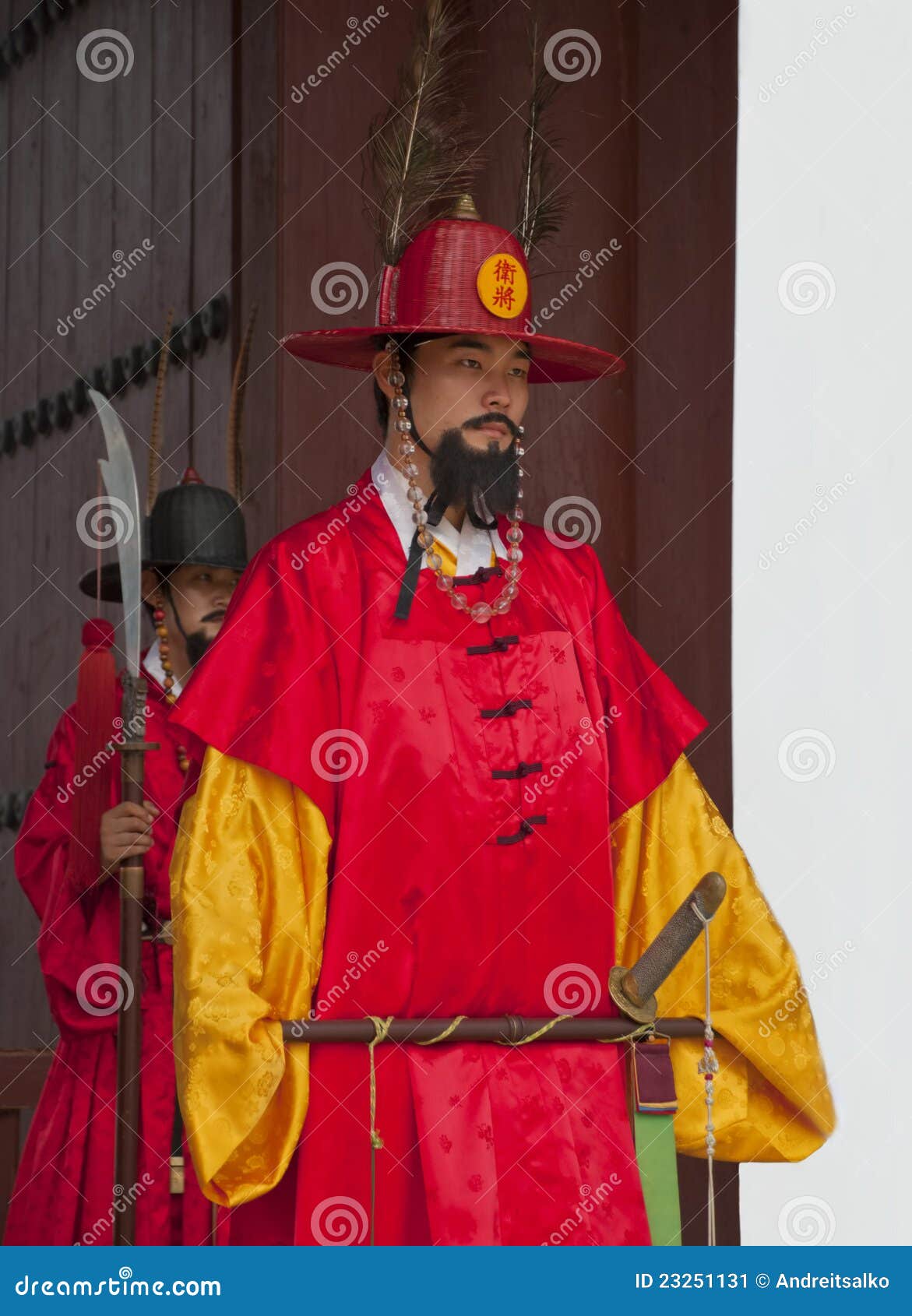Korean Ancient Warrior at the Main Gate Stock Image - Image of building ...