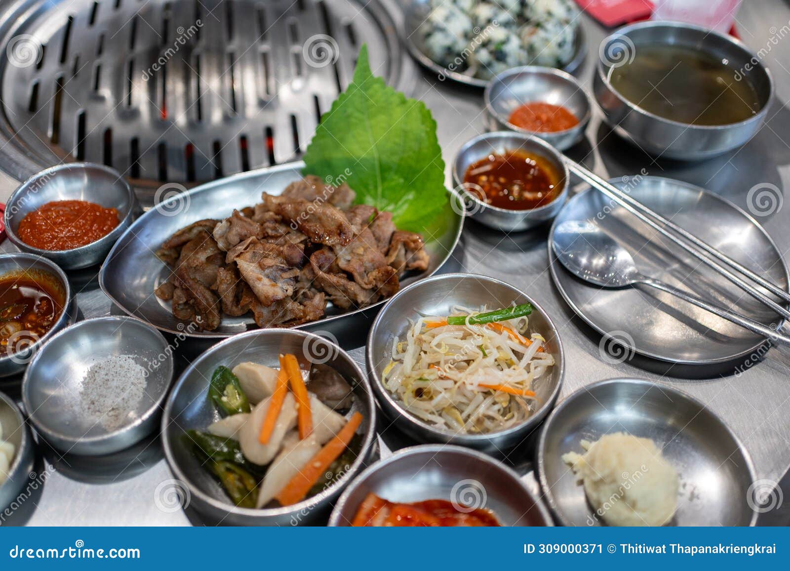 Korean Barbecue Set of Ready for Grill with Slide Beef, Pork, Soup and ... Korean Barbecue Set of Ready for Grill with Slide Beef, Pork, Soup and ...