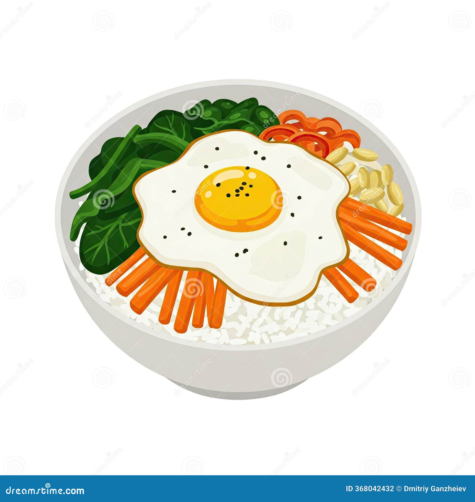 Korean Bibimbap, Floating, Popular Rice Bowl Dish Made With Cooked Rice ...