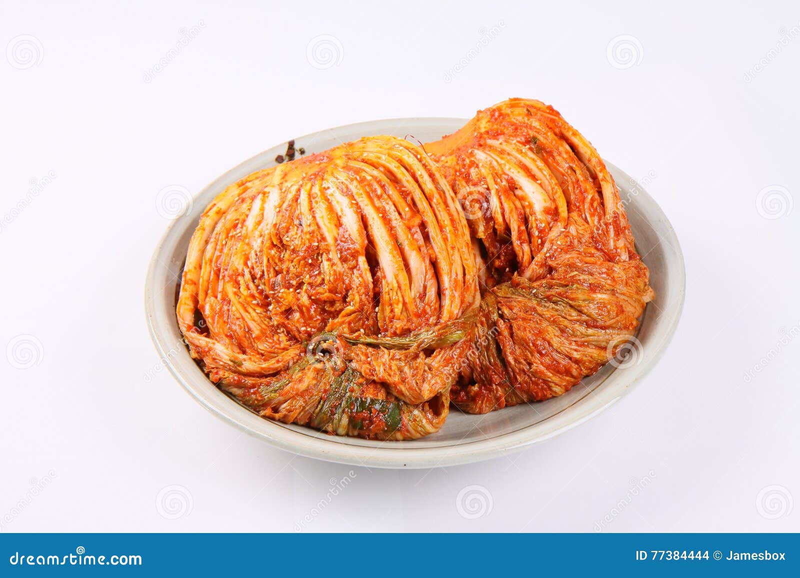 Korean Cabbage Kimchi on Plate on White Background Stock Photo - Image ...