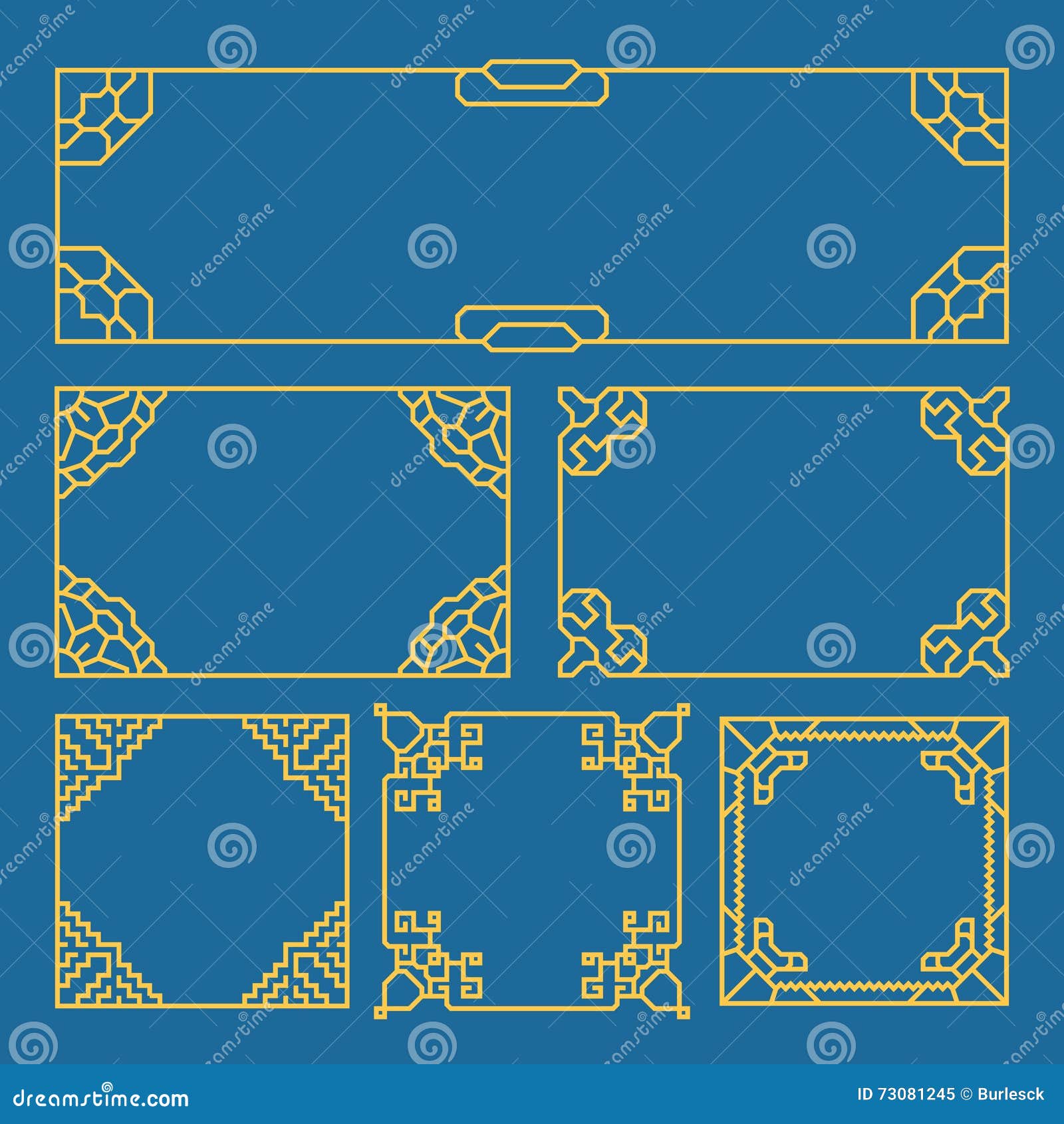Korean, Chinese, Japanese Vintage Frames, Borders, Pattern Brush. Asia ...