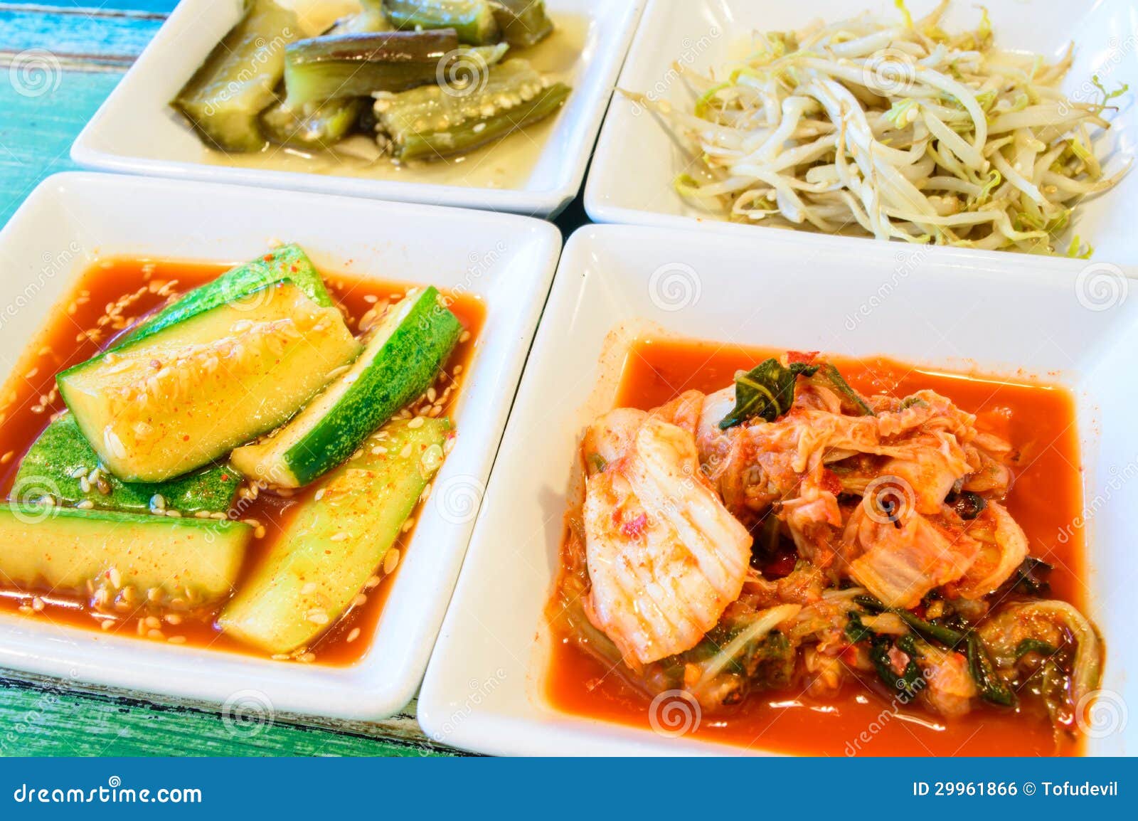 Kimchi on White Square Dish. Stock Photo - Image of food, oikimchi ...