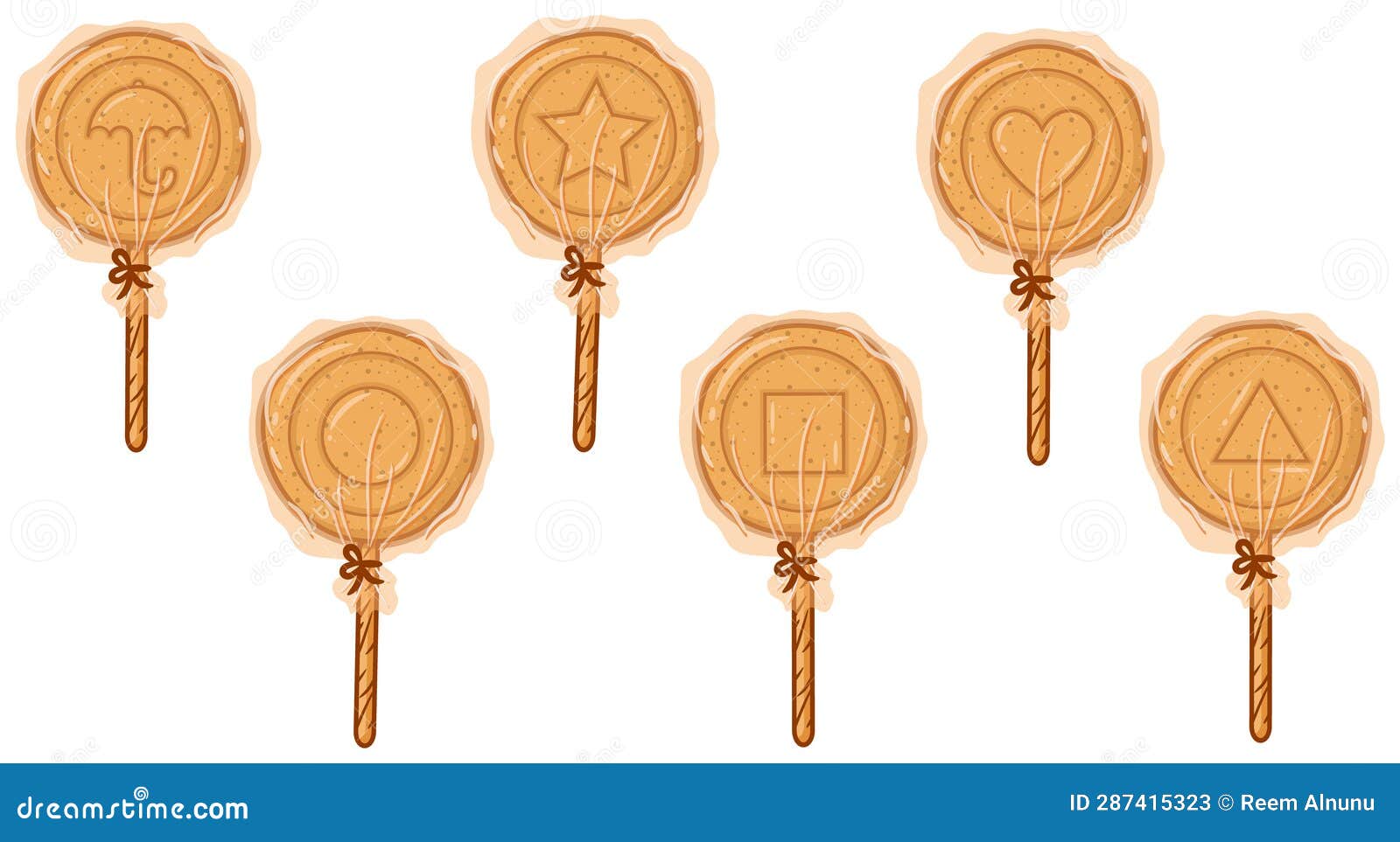 Korean Dalgona Candy Shape with Wrap and Stick Stock Vector ...