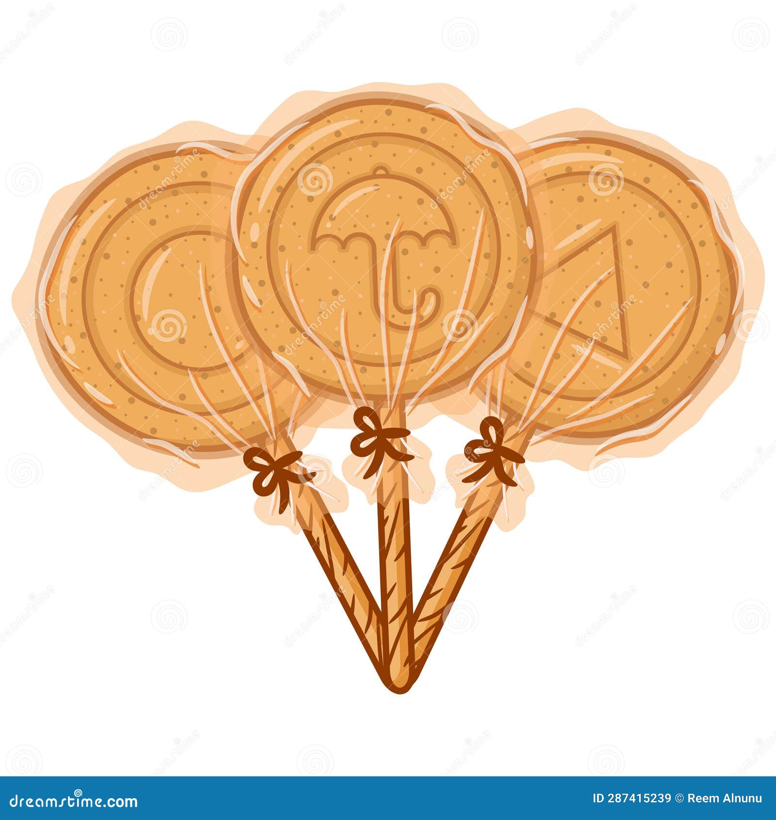 Korean Dalgona Candy Shape with Wrap and Stick Stock Vector ...