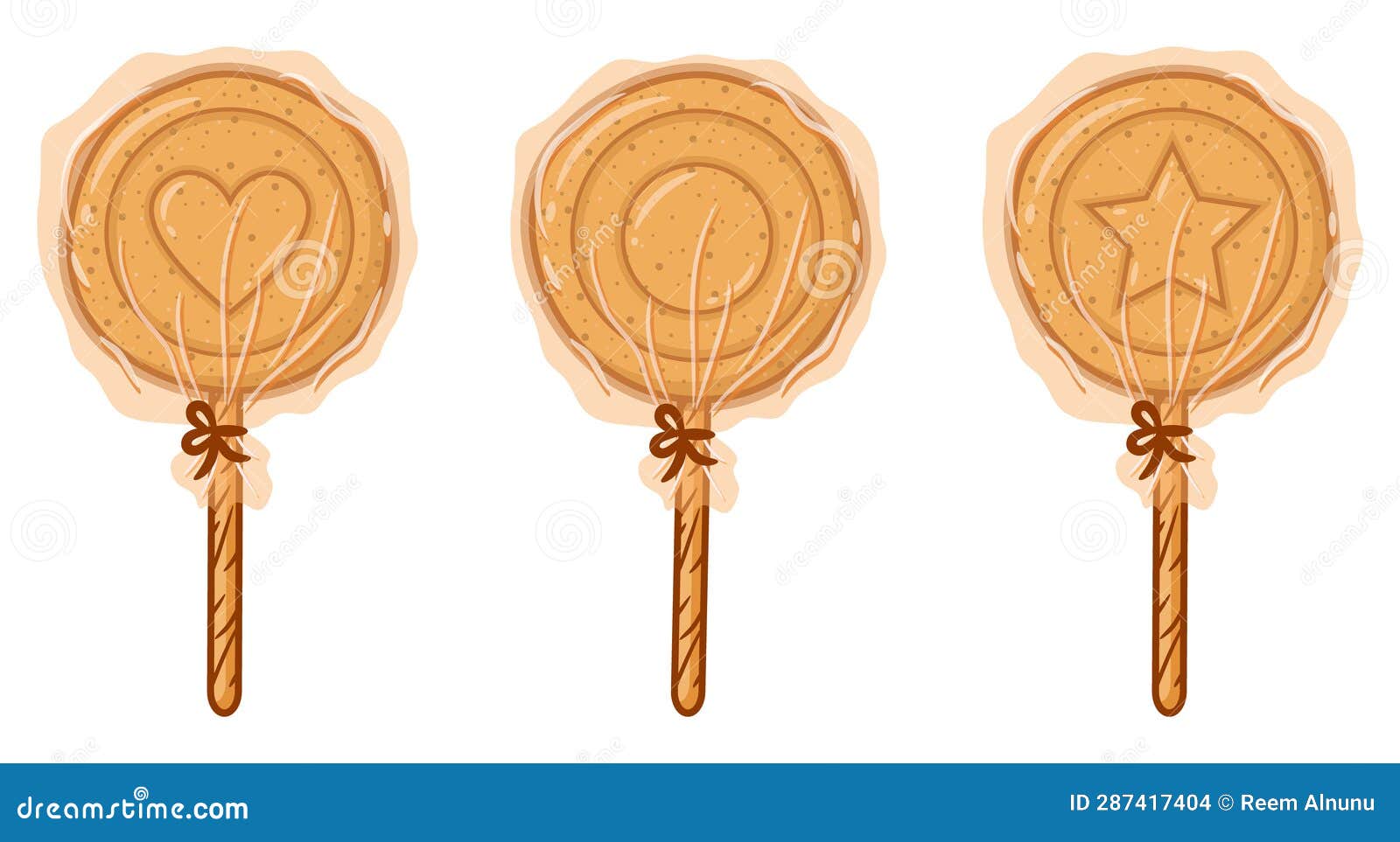 Korean Dalgona Candy Shape with Wrap and Stick Stock Vector ...