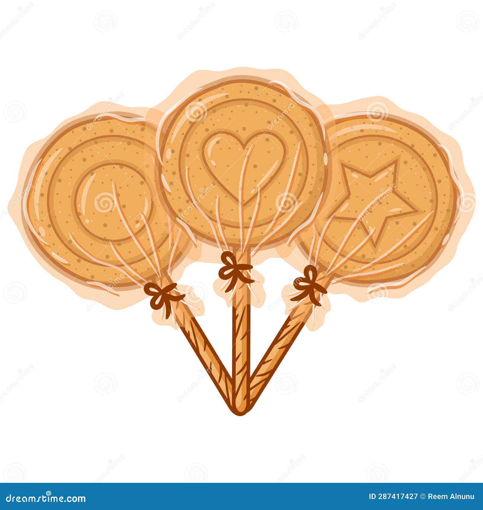 Korean Dalgona Candy Shape with Wrap and Stick Stock Vector ...