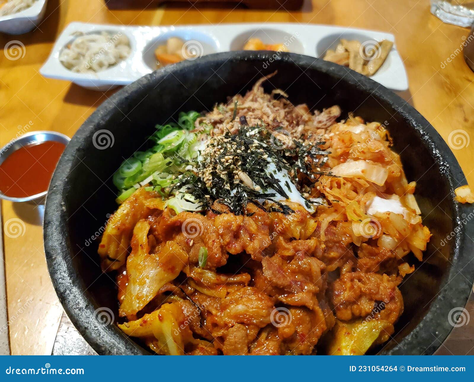 Korean Dolsot Bibimbap in a Stone Pot Rice Stock Photo - Image of curry ...
