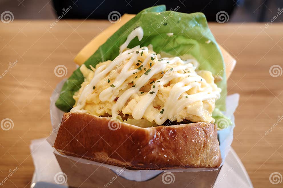 KOREAN EGG DROP SANDWICH stock photo. Image of eating - 309230148