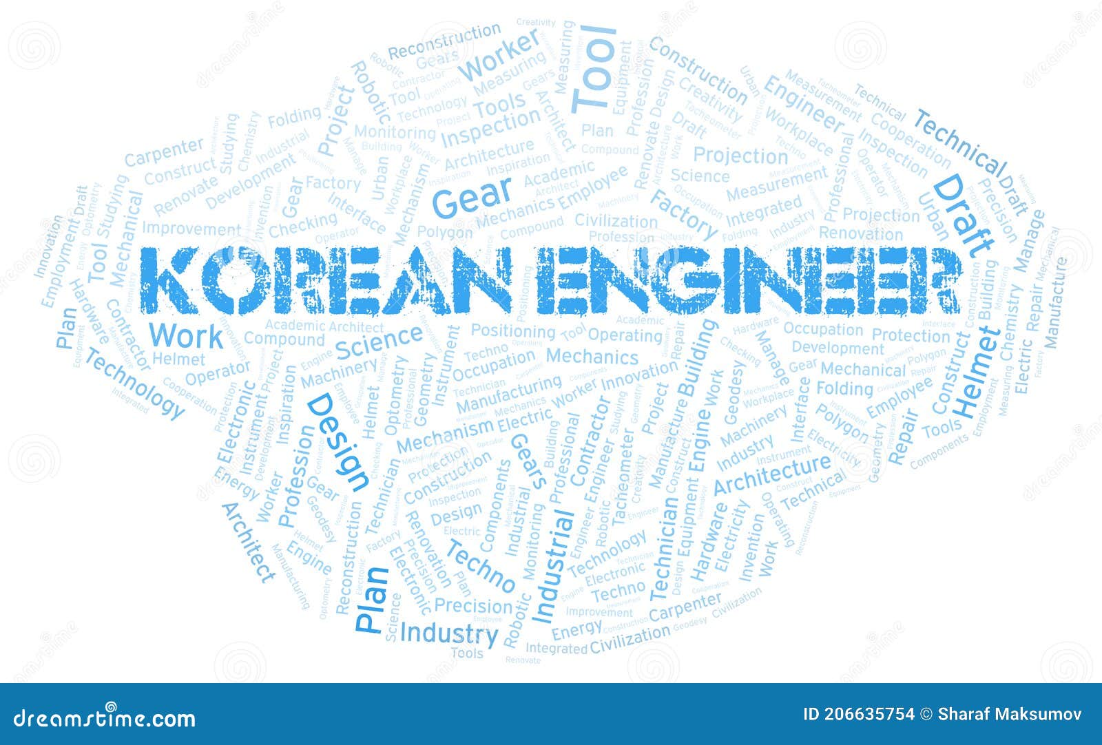 Korean Engineer Typography Word Cloud Create with the Text only Stock ...