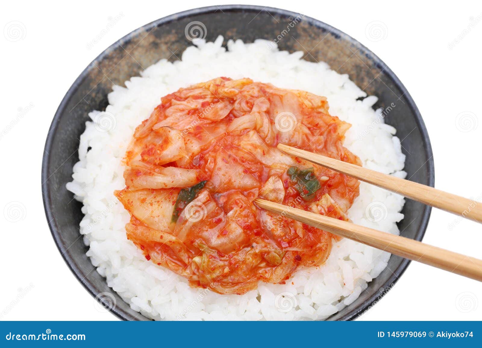 Korean Food, Cooked Rice with Kimchi Stock Image - Image of kimchi ...