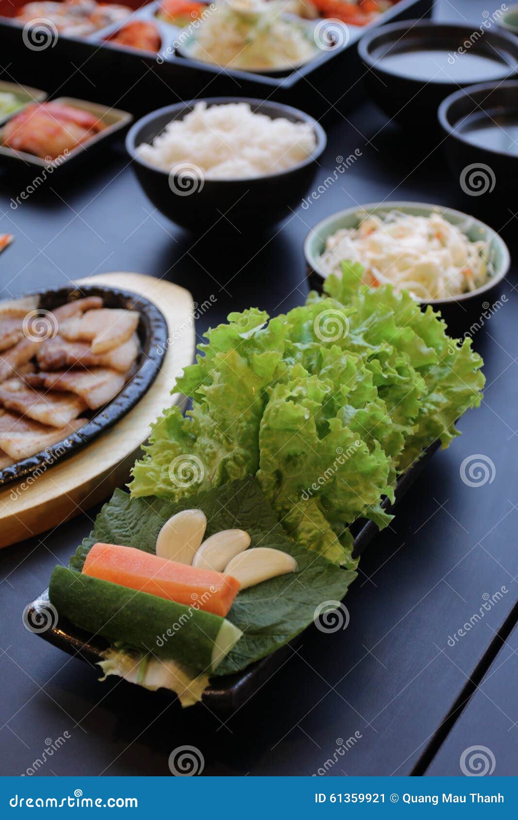 Korean food set stock image. Image of soup, white, warm - 61359921